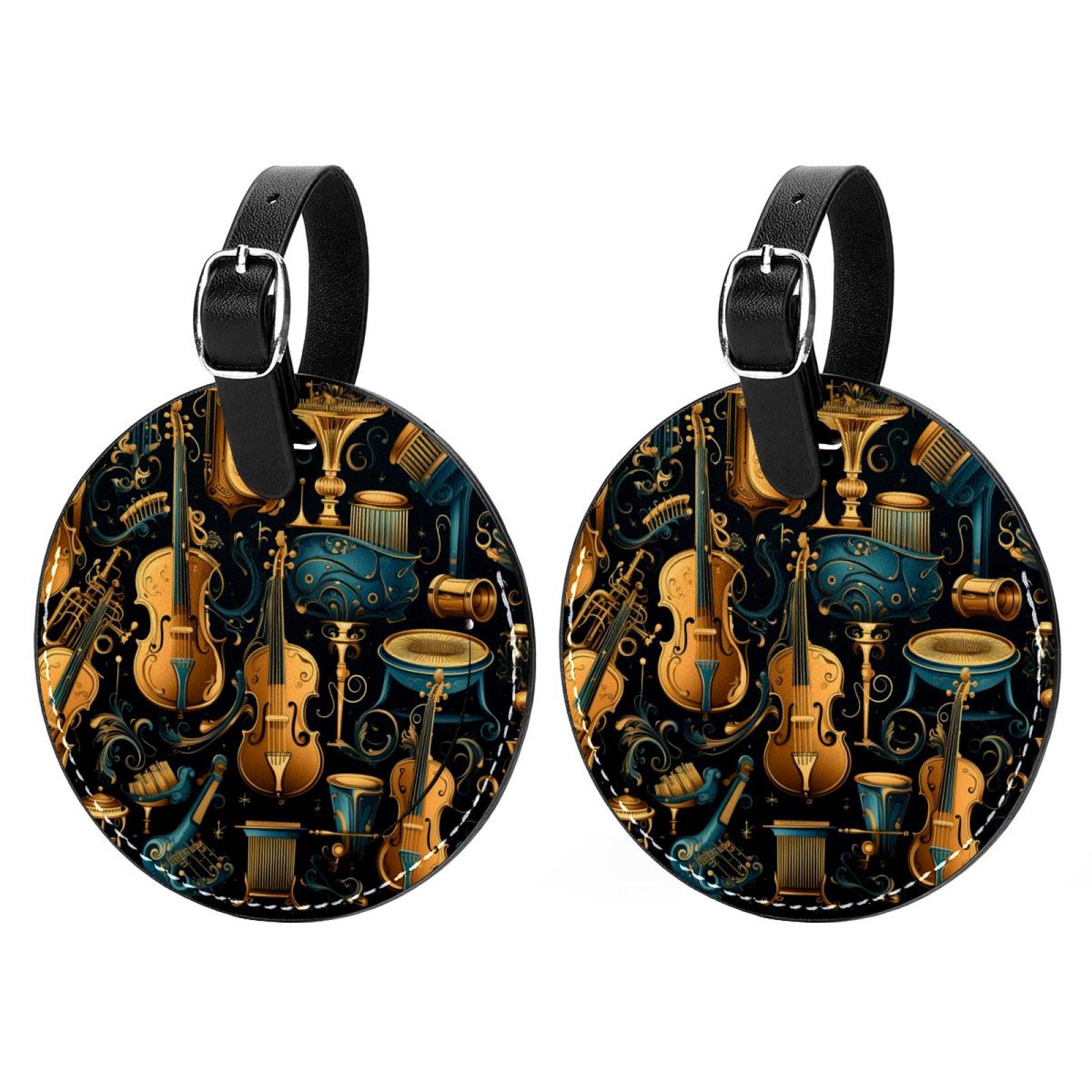 Musical instrument 2Pcs PU Leather Round Luggage Tags with Privacy ...