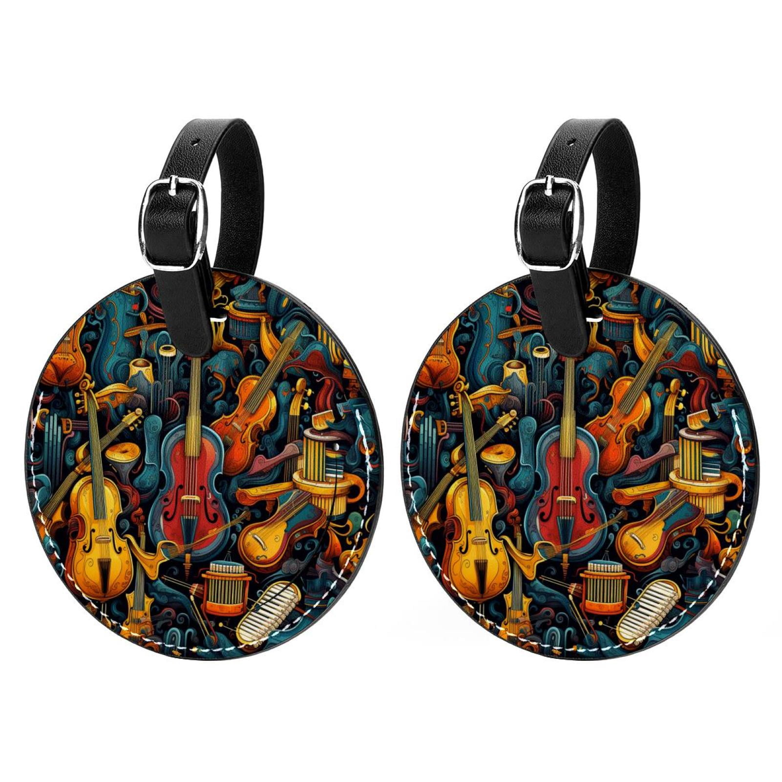 Musical instrument 2Pcs PU Leather Round Luggage Tags with Privacy ...