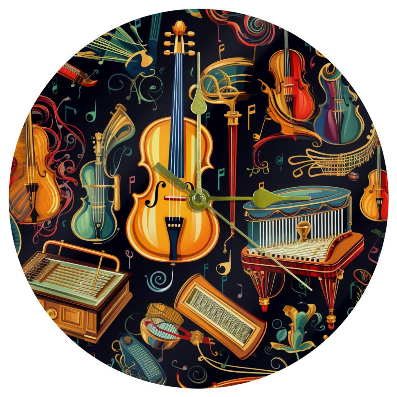 Musical instrument Circular Acrylic Wall Clock - Elegant Timepiece for ...