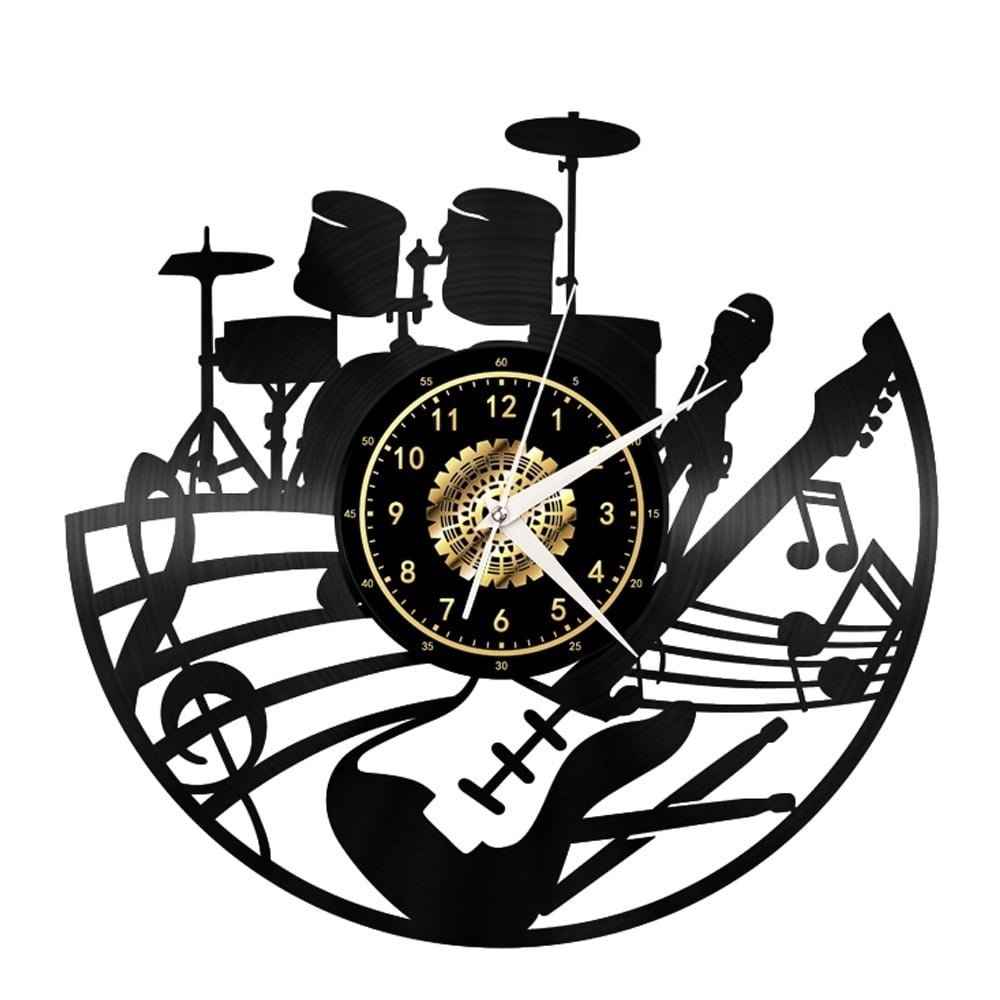 Musical instrument Vinyl Record Wall Clock Gifts 12”Black Wall Clock ...