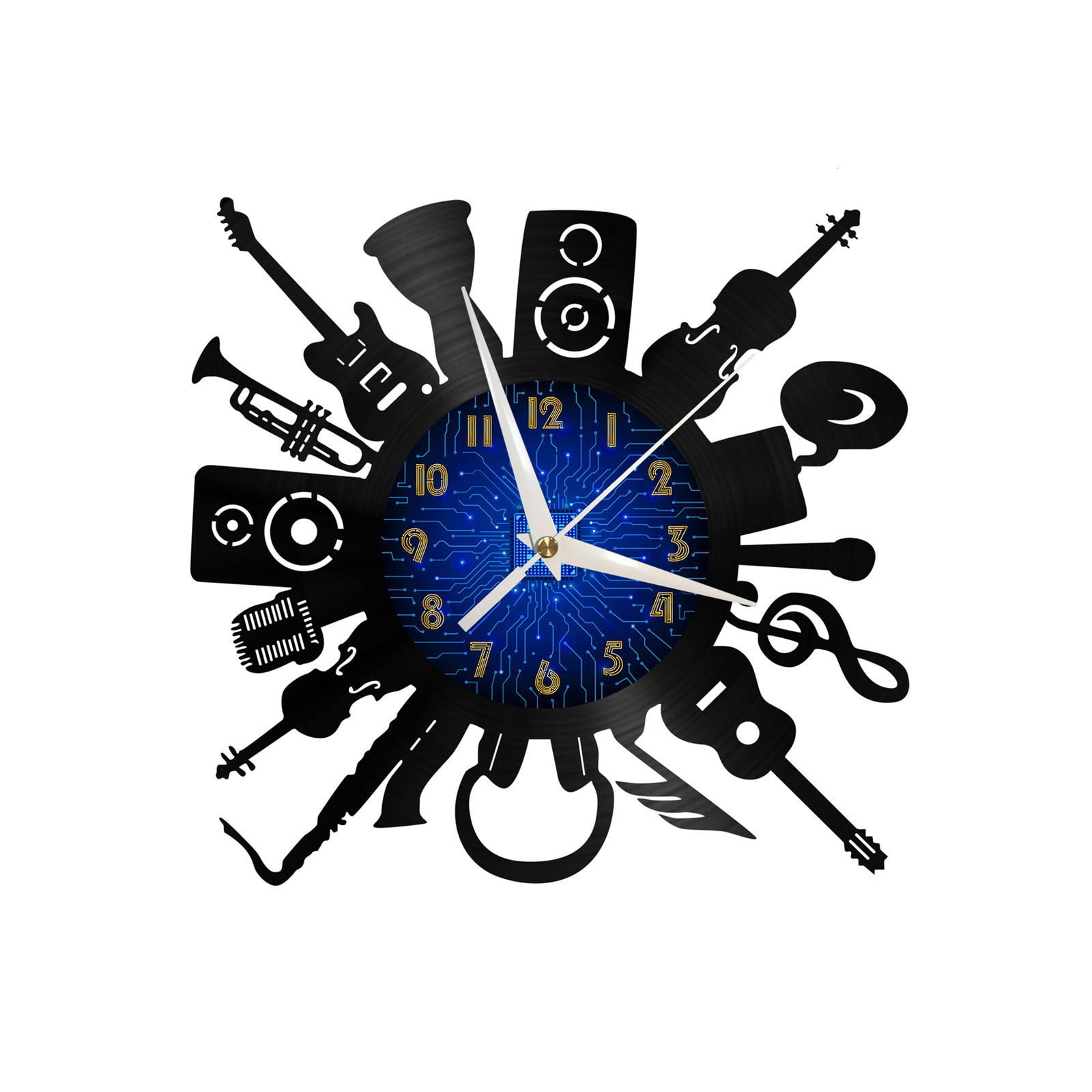Musical instrument art Vinyl Record Wall Clock for Kitchen Wall Decor ...