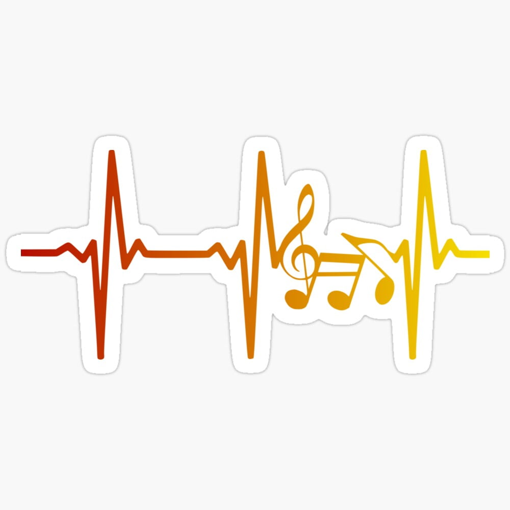 Musician Ekg Heartbeat Sticker Phone Decal Water Bottle Stickers Car ...
