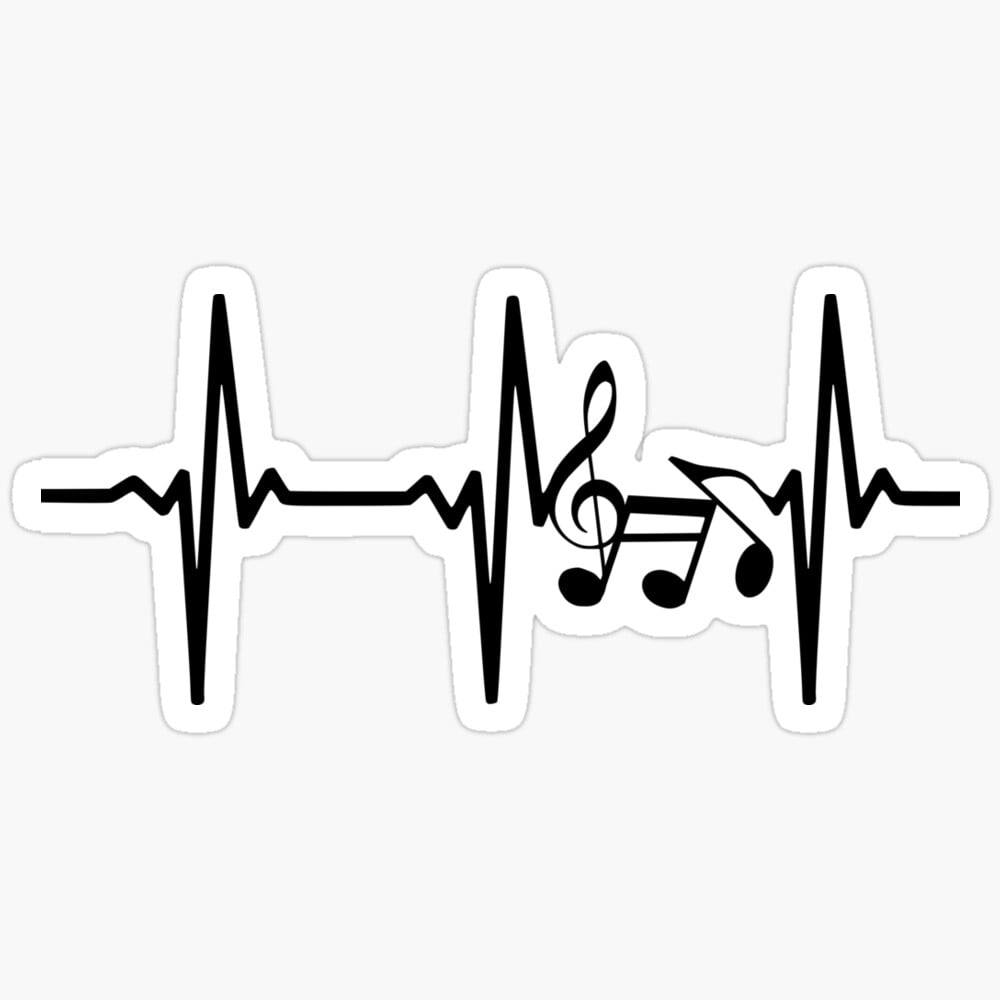 Musician Ekg Heartbeat Sticker Phone Decal Water Bottle Stickers Car ...