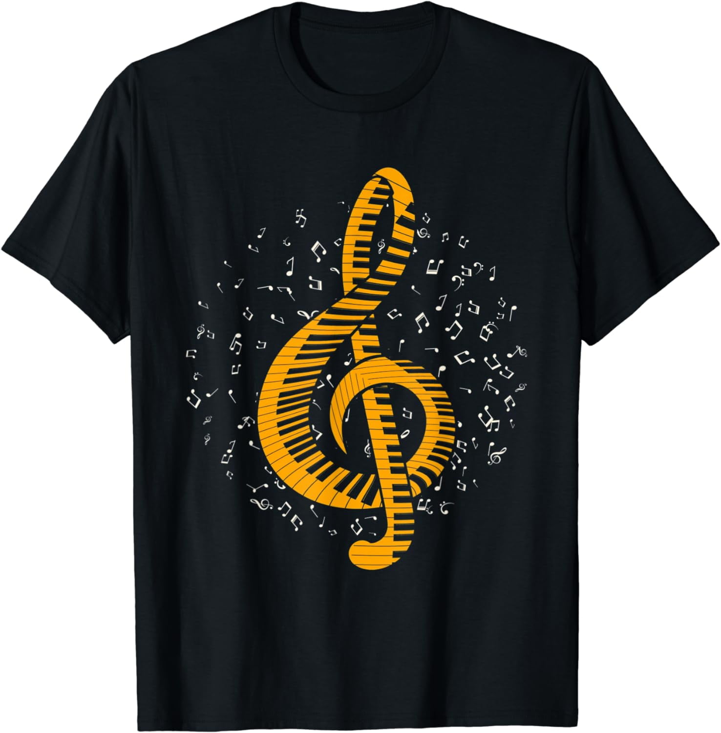 Musician Gift Idea Music Notes Musical Instrument Piano T-Shirt ...
