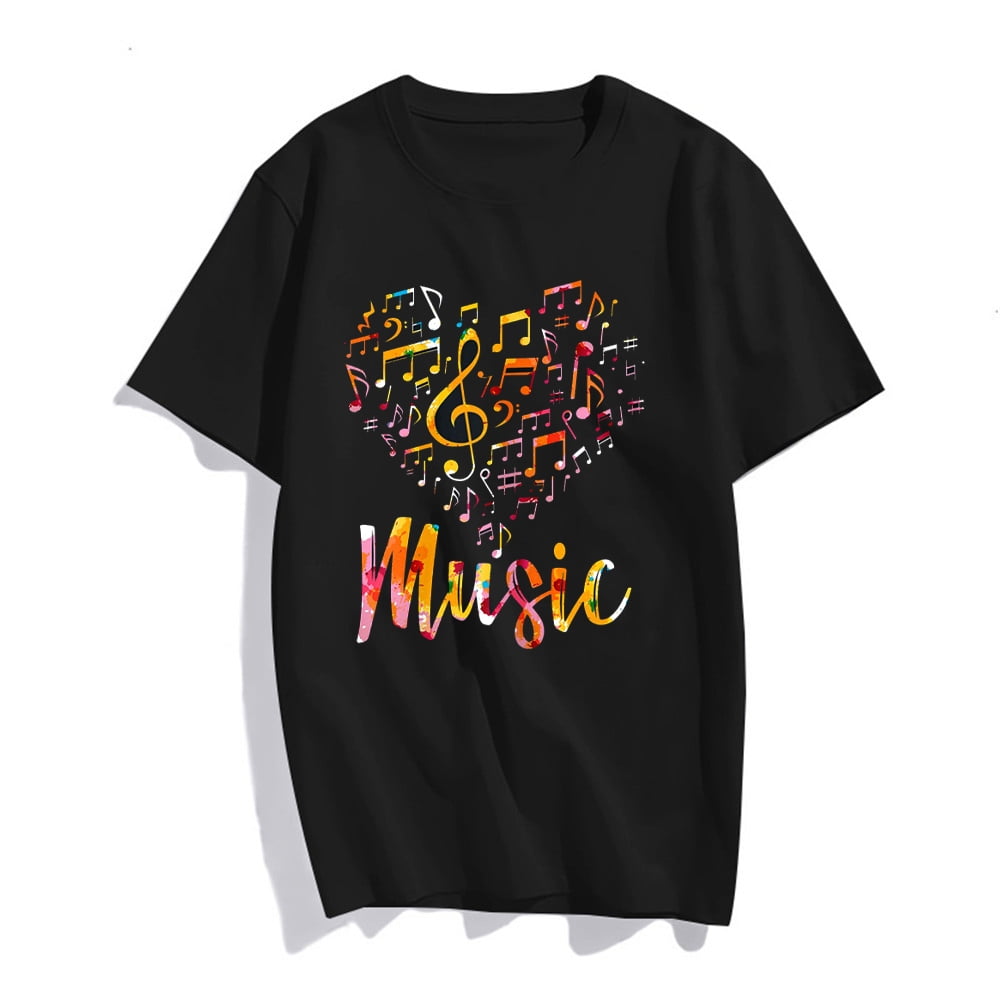 Musician Gift Musical Instrument Music Notes Treble Clef T-Shirt ...