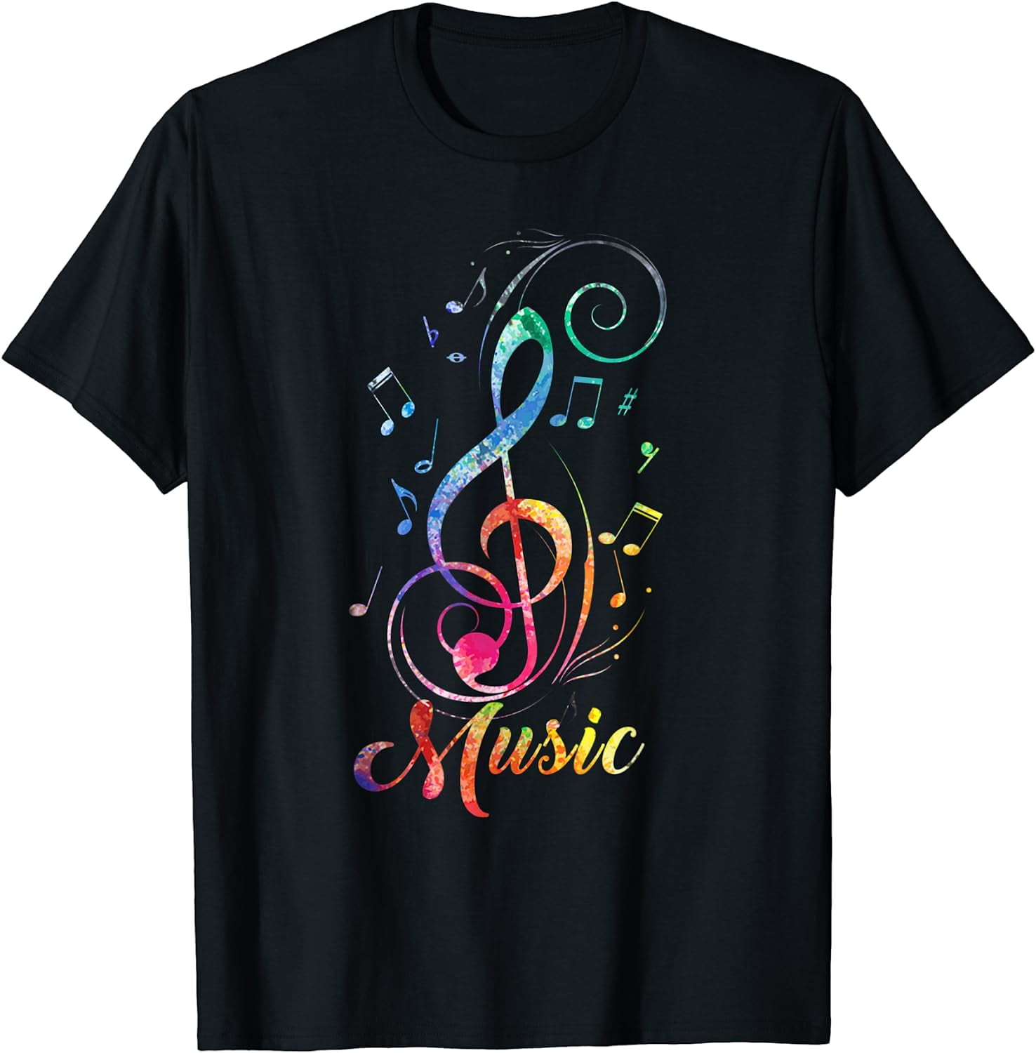 Musician Gift Musical Instrument Music Notes Treble Clef T-Shirt ...