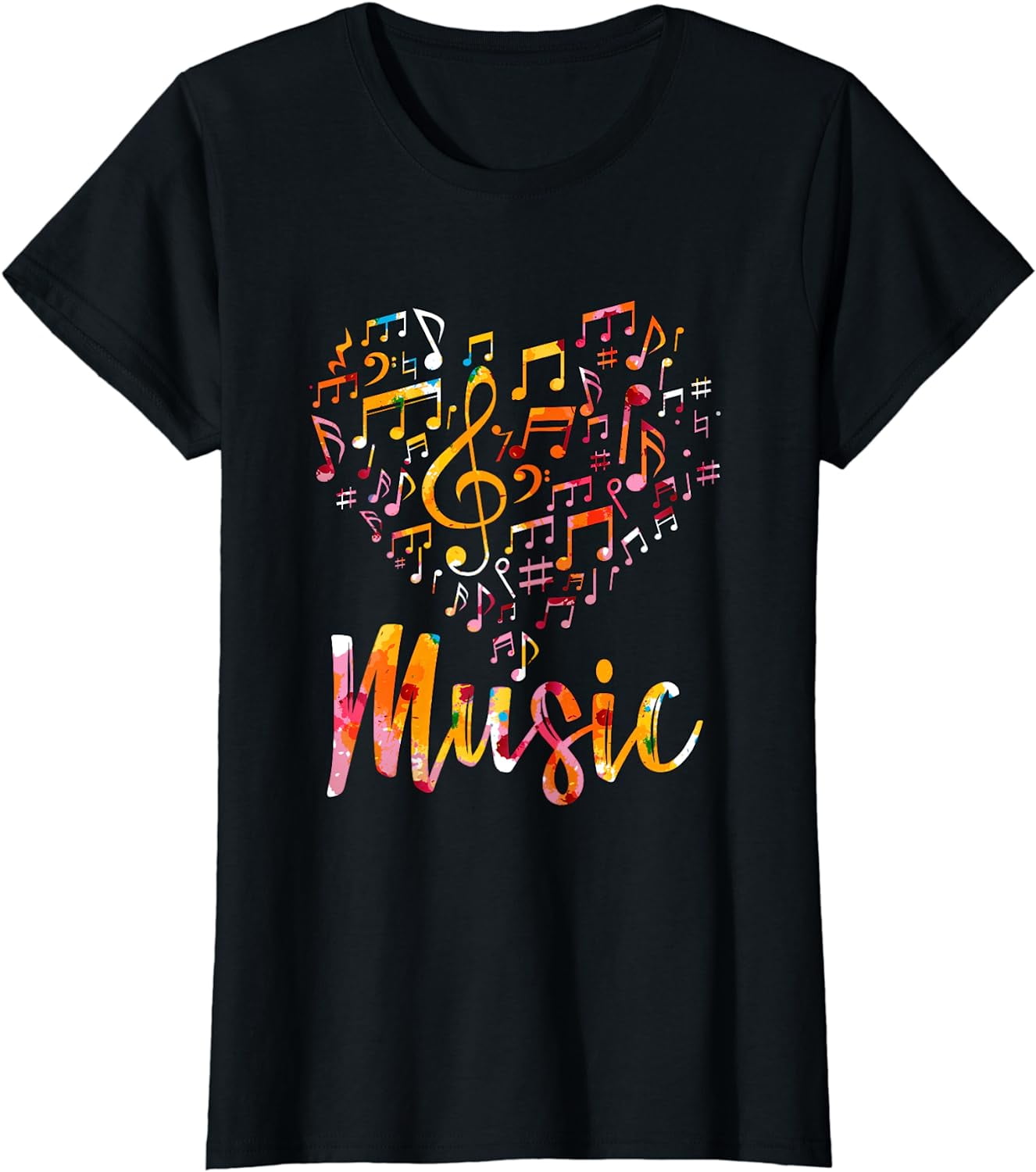Musician Gift Musical Instrument Music Notes Treble Clef T-Shirt ...