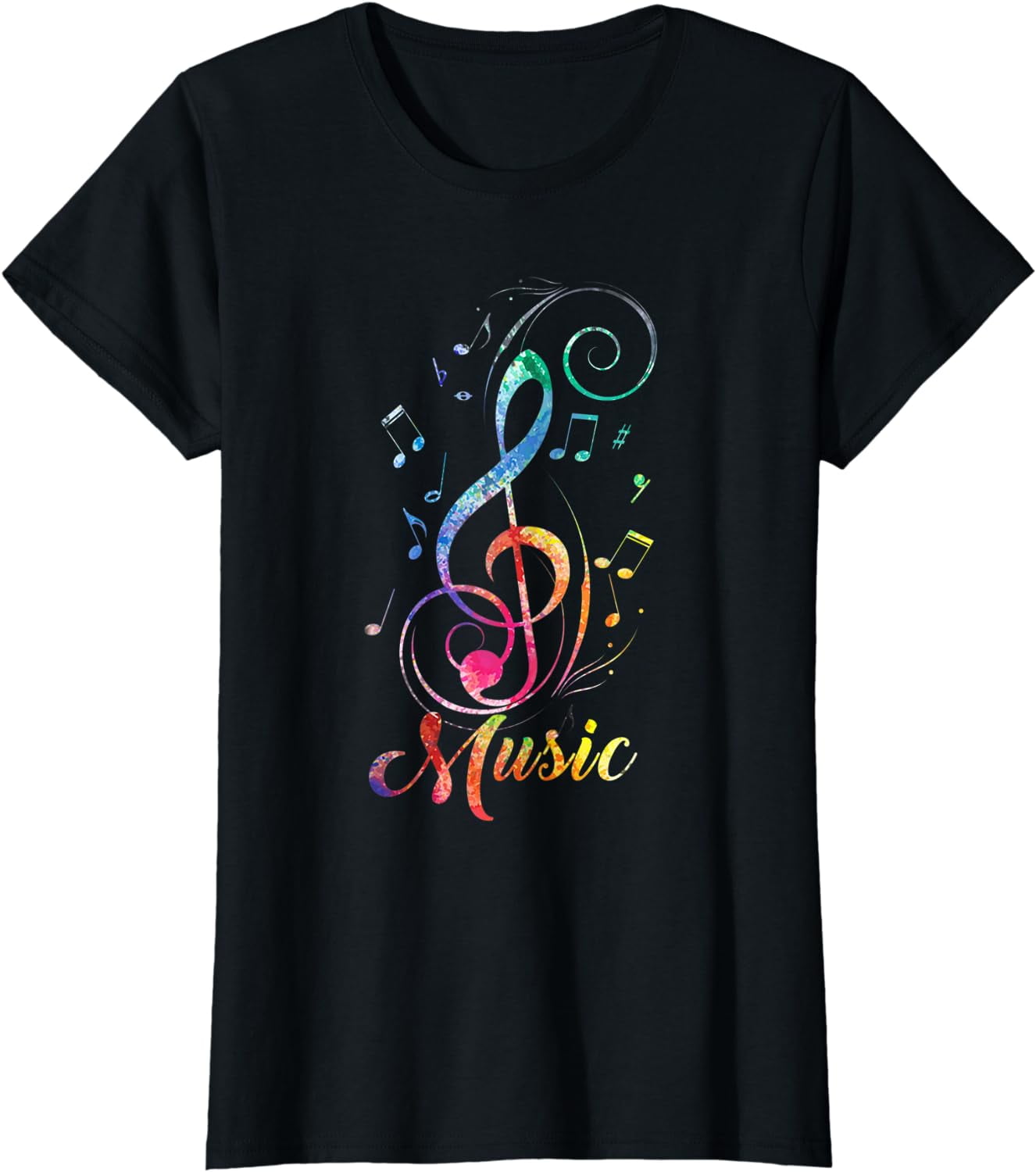 Musician Gift Musical Instrument Music Notes Treble Clef T-Shirt ...