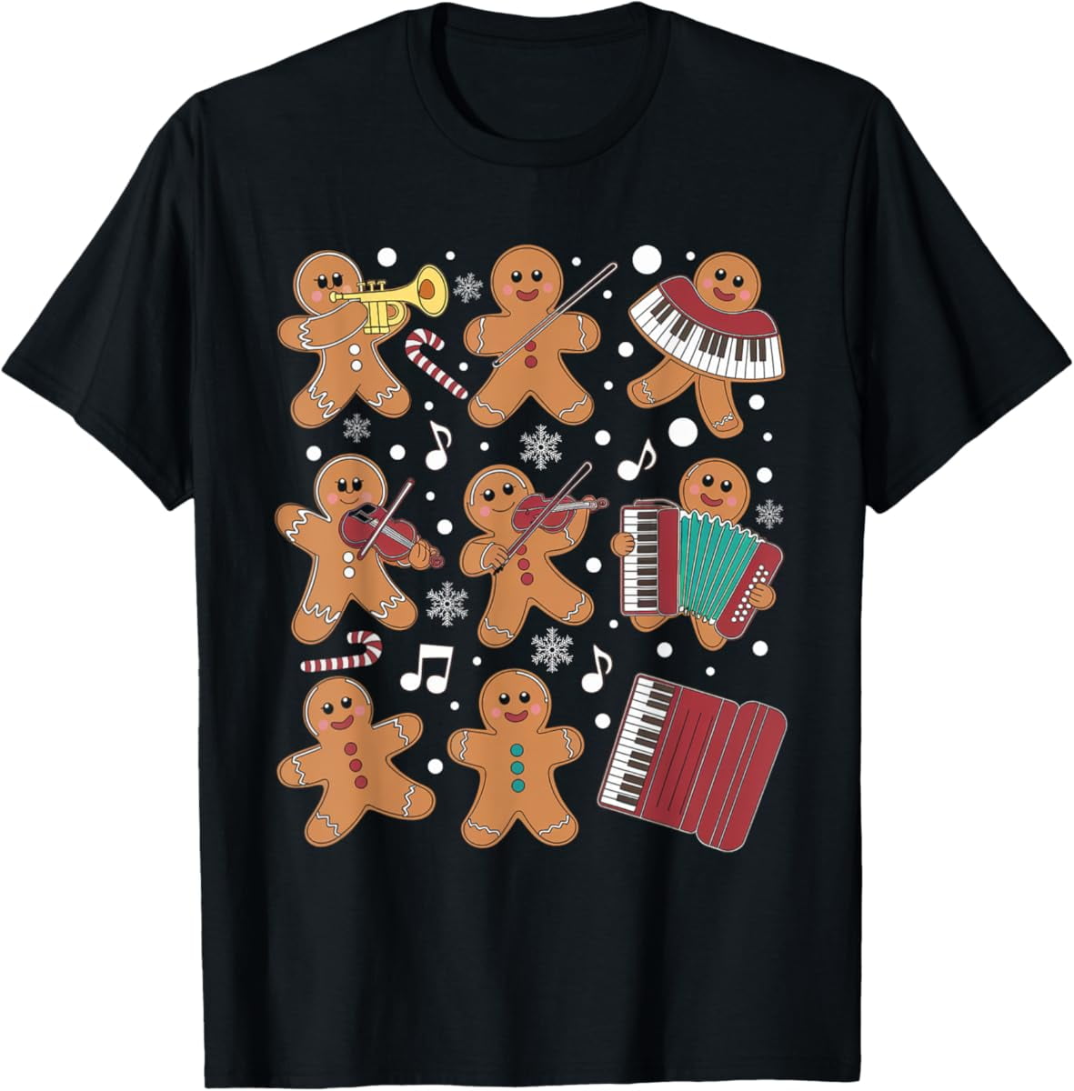 Musician Gingerbread Playing Musical Instruments T-Shirt - Walmart.com