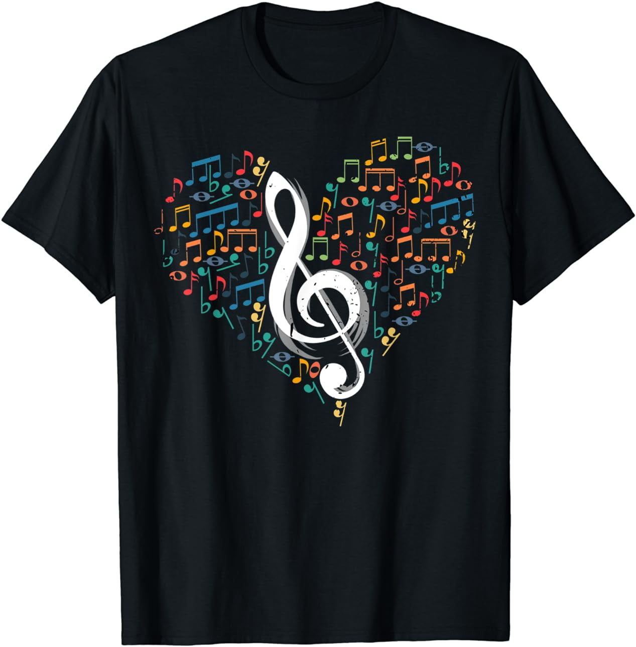 Musician Musical Instrument Music Notes Treble Clef Heart T-Shirt ...