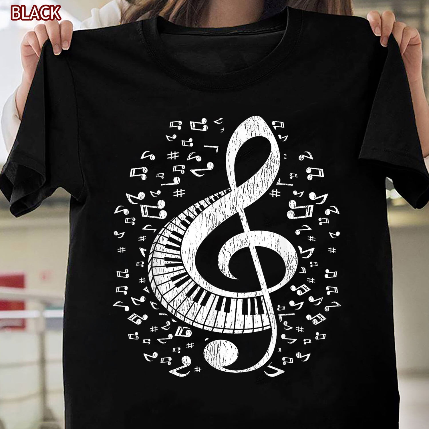 Musician Pianist T-Shirt Music Notes Keyboard Treble Clef Ideal for ...