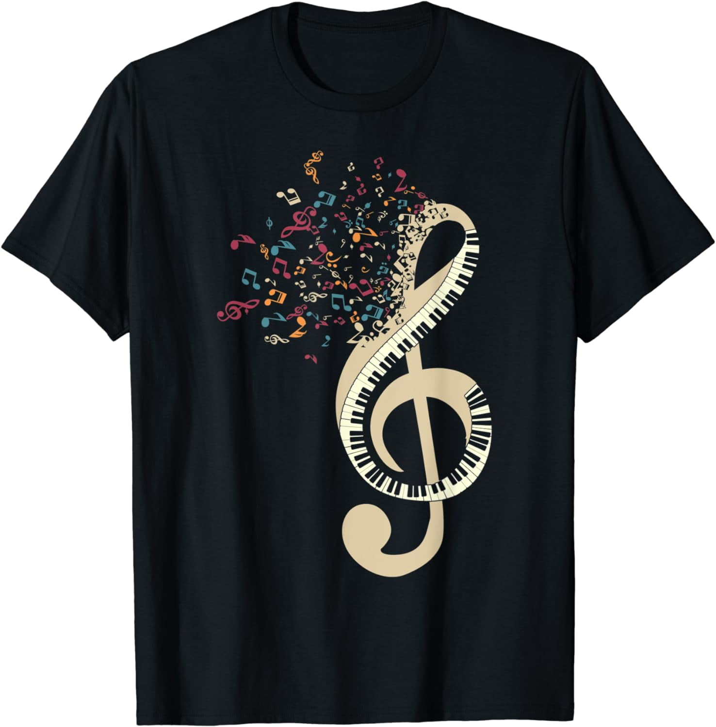 Musician Pianist Treble Clef Keyboard Music Notes Piano T-Shirt ...
