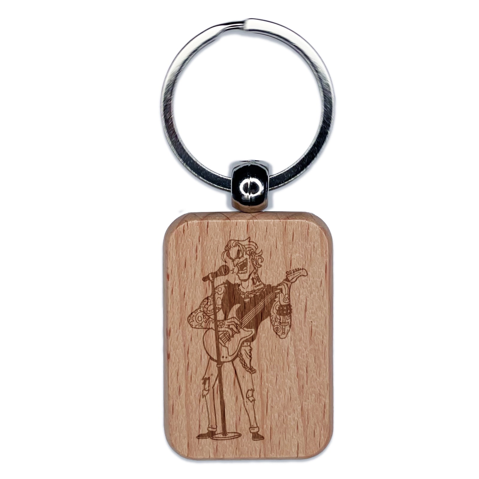 Musician Rockstar Singer with Guitar Rectangle Keychain Charm Tag ...
