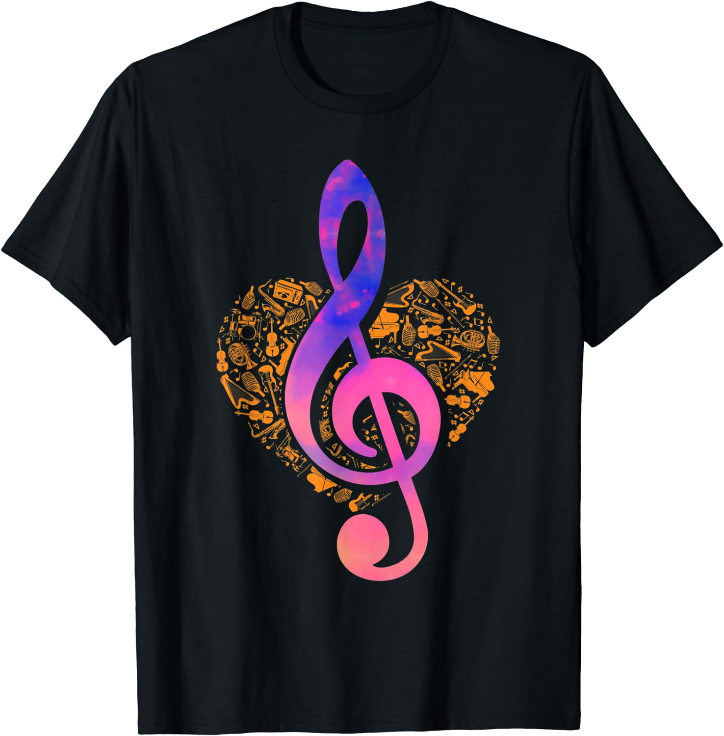 Musician Singer Musical Instruments Music Lover Treble Clef T-Shirt ...