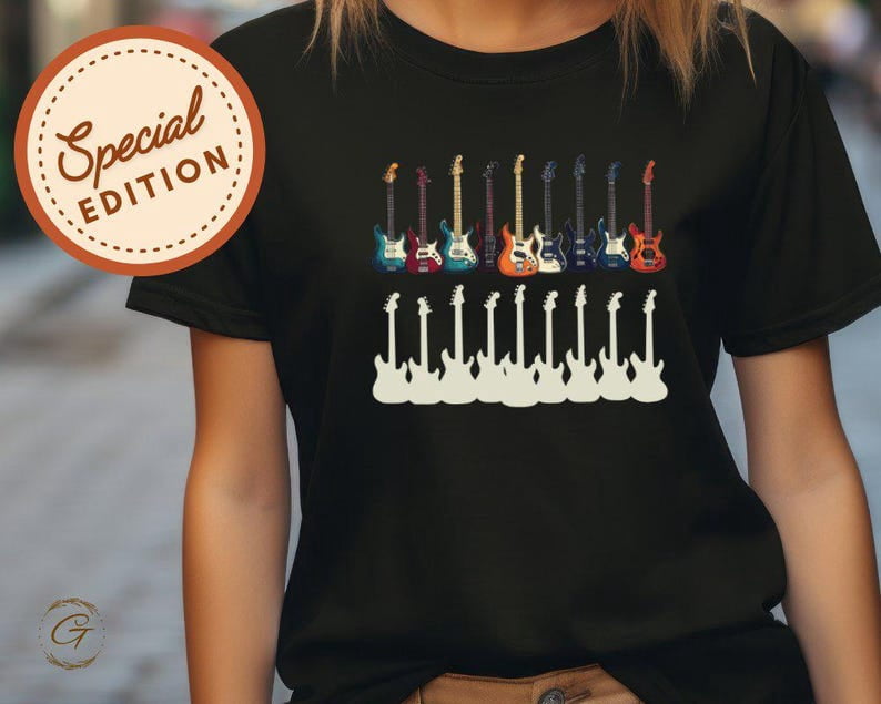 Musician T-Shirt Electric Guitar Collection Graphic T-Shirt, Music ...