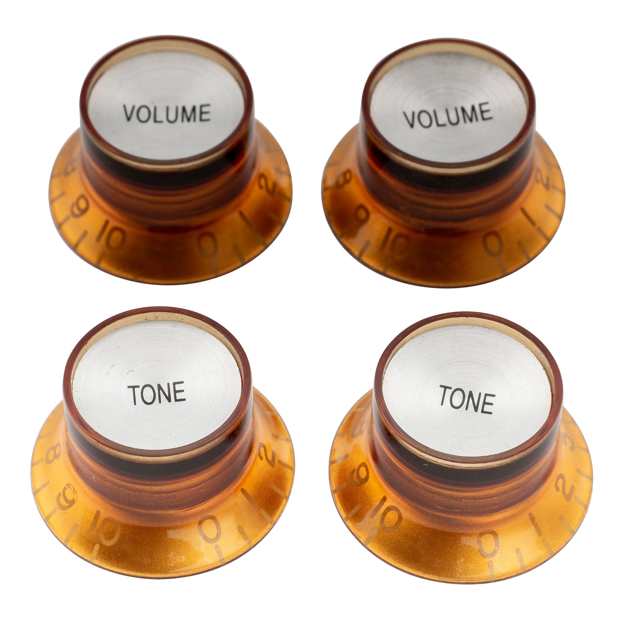 Musiclily Pro Inch Size Fine 24-Spline Top Hat Bell Knobs Tone Volume ...