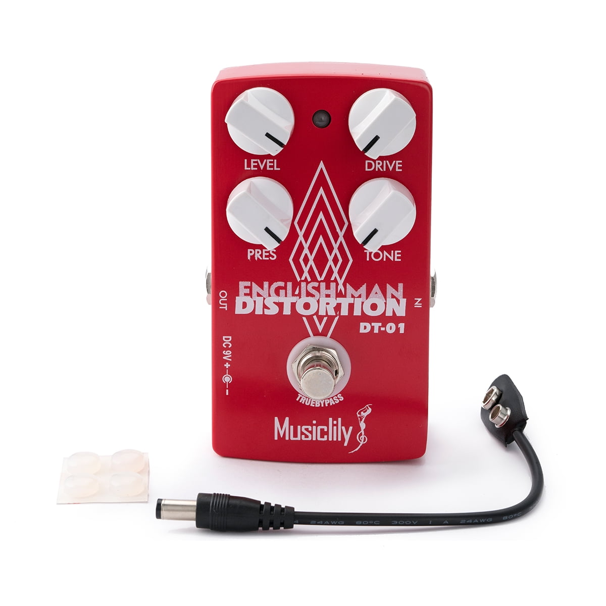 Musiclily Pro Red Electric Guitar Effects Pedal DC 9V Adapter Powered ...