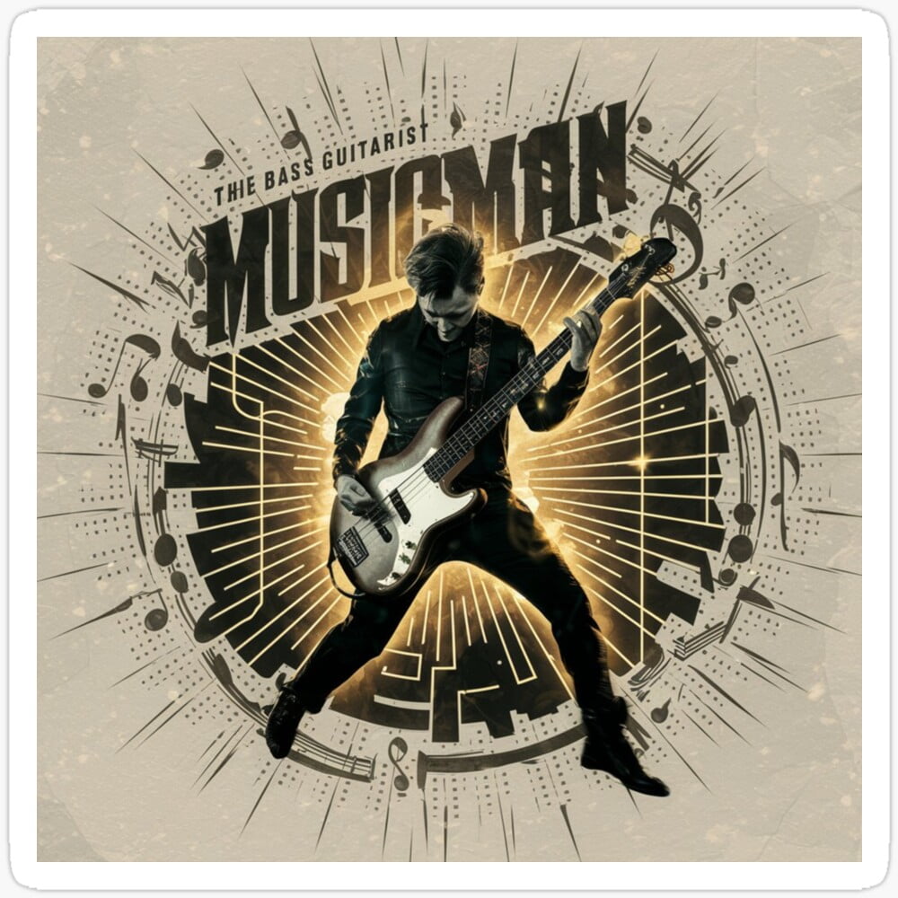 Musicman Bass Sticker Phone Decal Water Bottle Stickers Car Decals, Laptop Sticker - Walmart.com