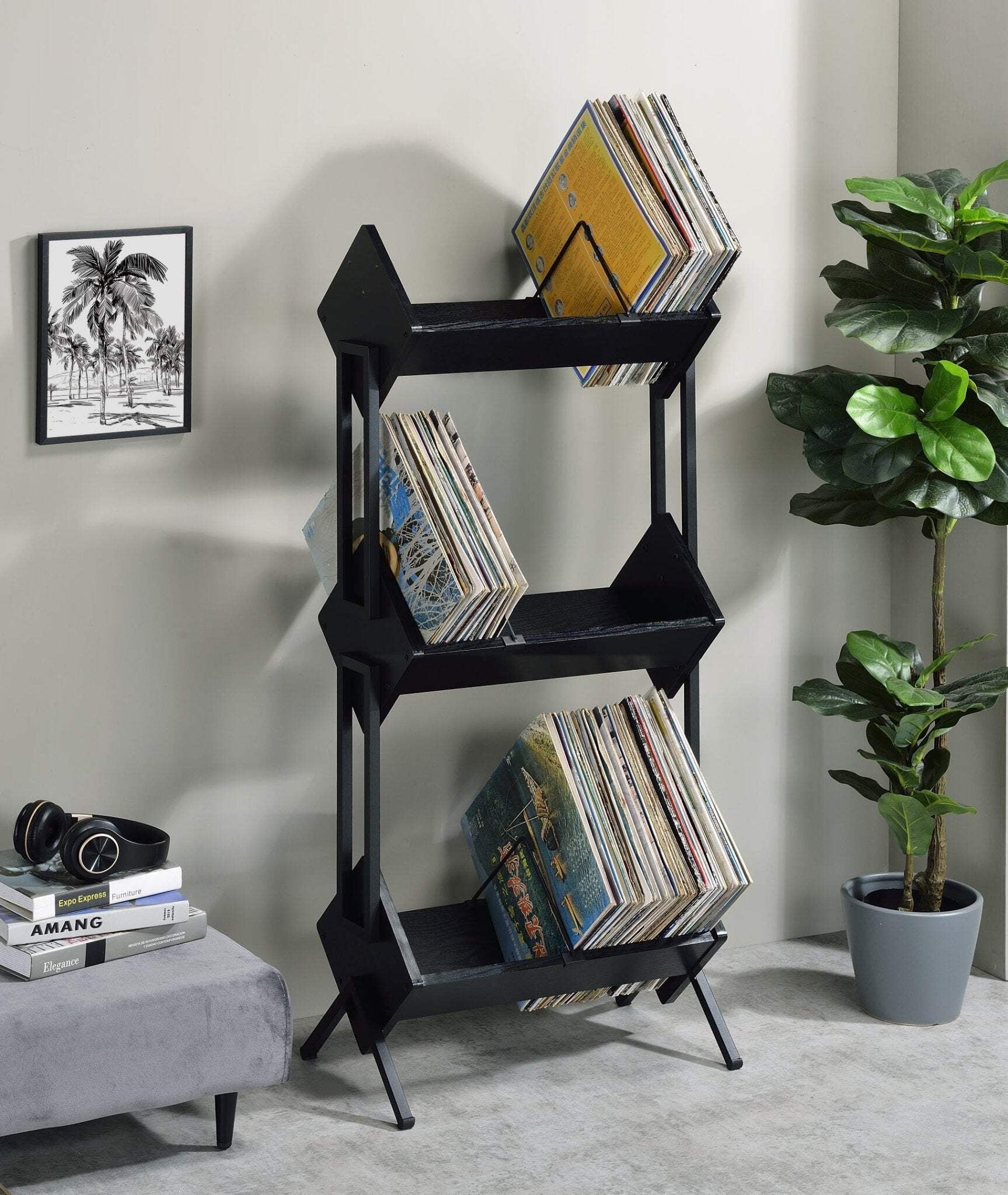 Musiea 3 Tier Vinyl Record Holder for Albums, Magazine Display, Book ...