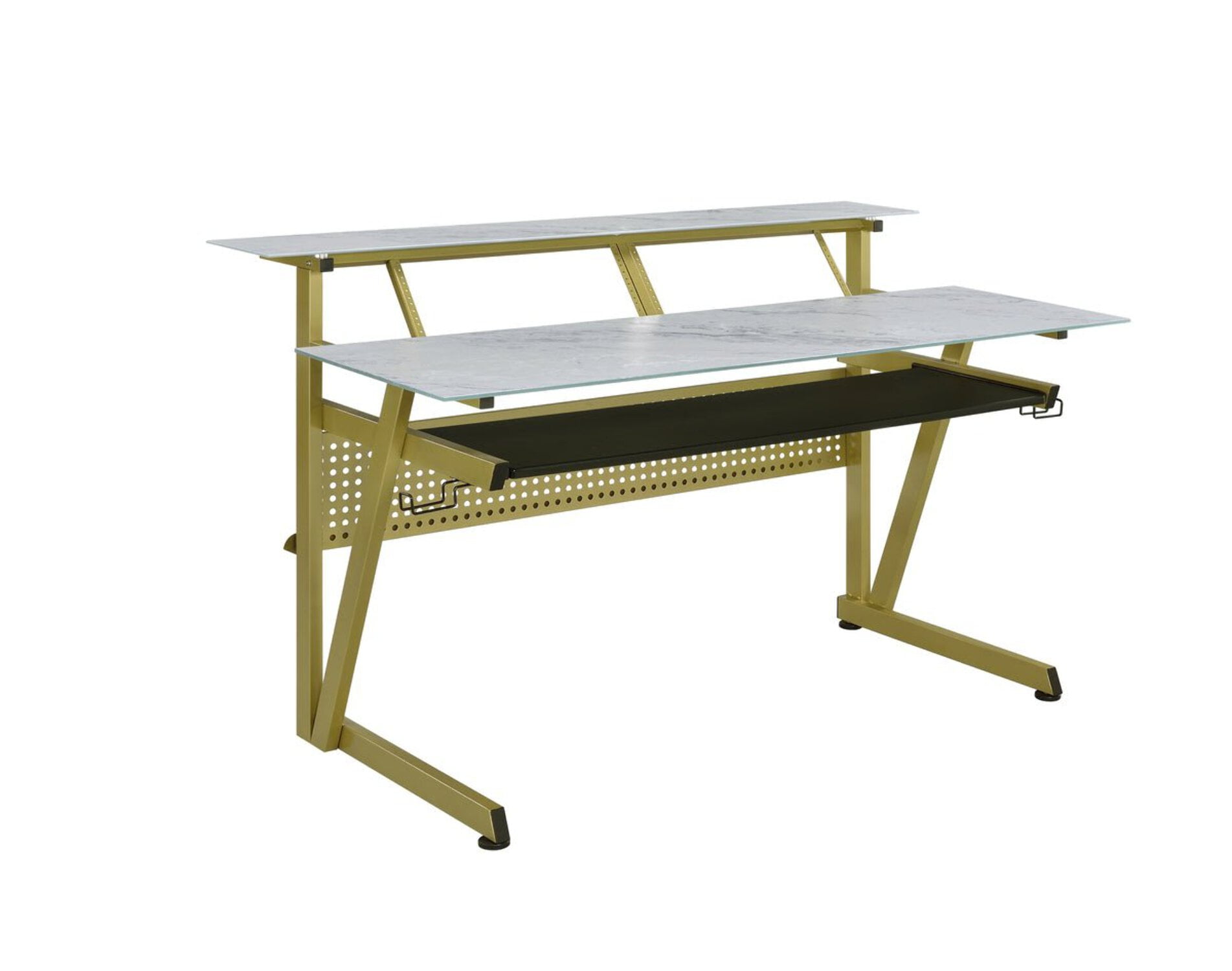 Musiea IM200 Series Tempered Glass Music Recording Studio Desk w/2 x 4U ...