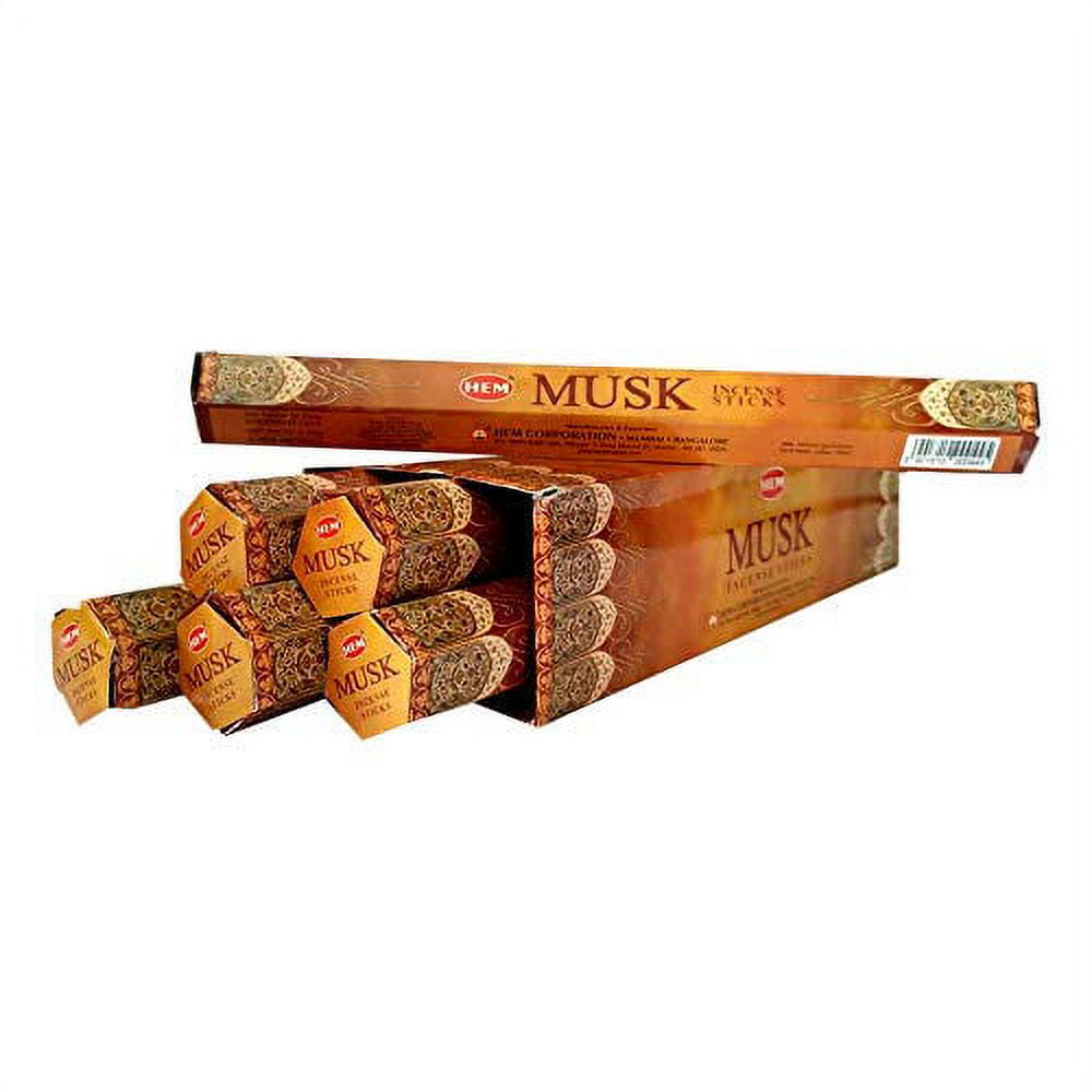 Musk - Box of Six 20 Stick Hex Tubes - Hem Incense Hand Rolled in India ...