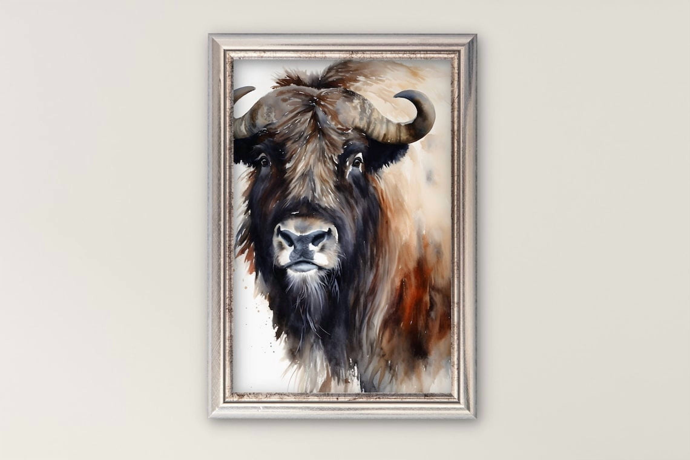 Musk Ox Portrait Art Print Home Decor UNFRAMED Poster, Wall Art for ...