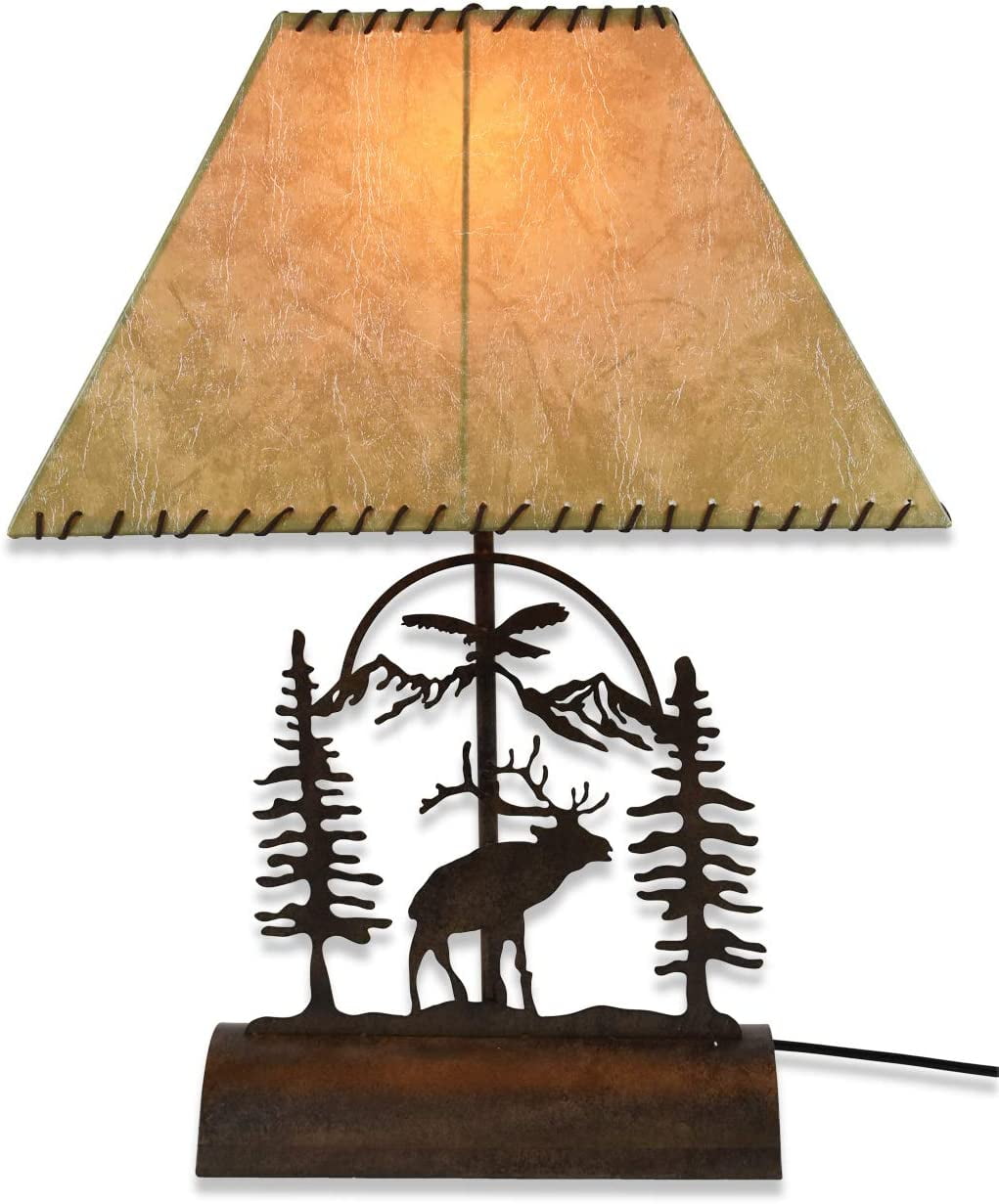 Muskoka Lifestyle Products Rustic Elk Table Lamp with Faux Rawhide ...