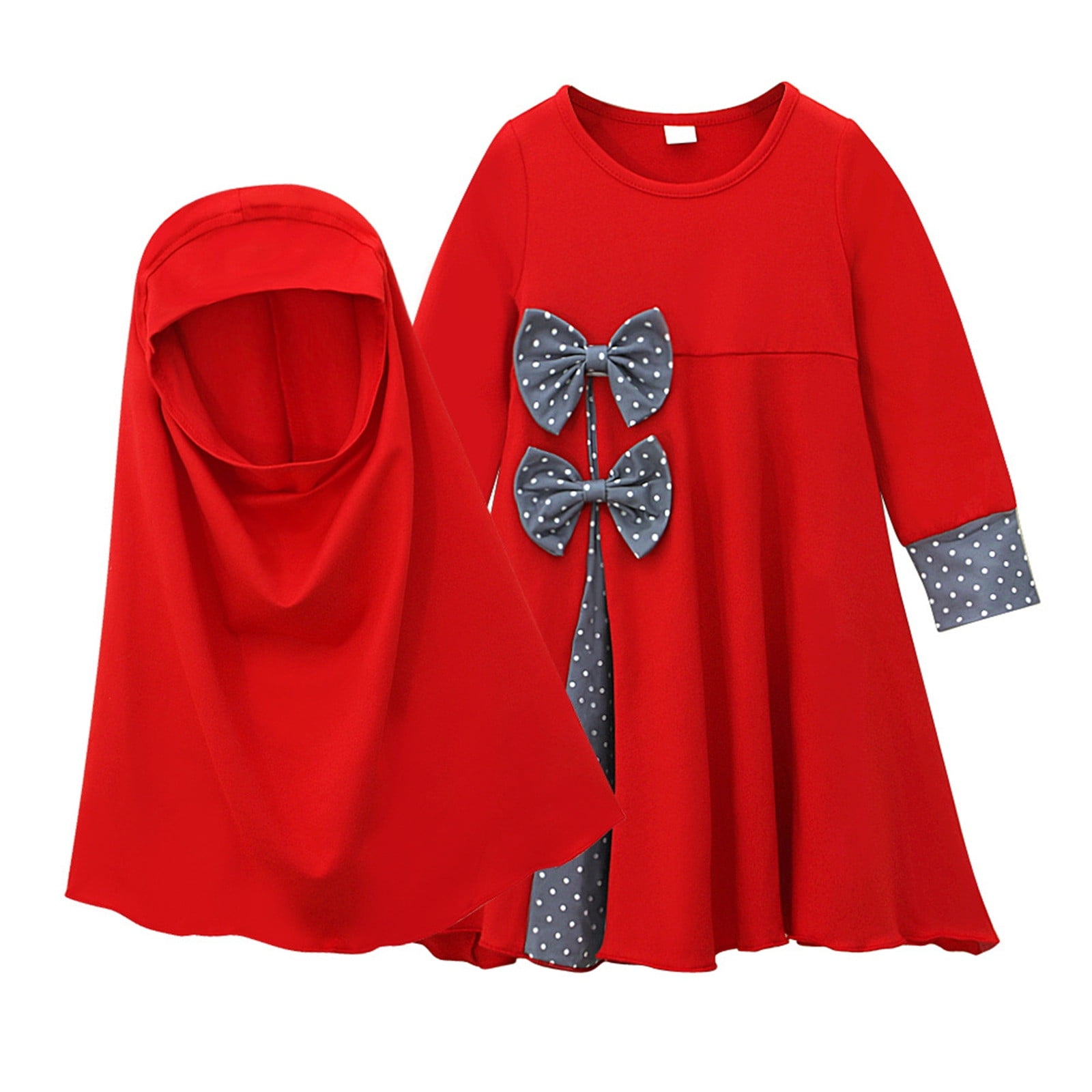 Baby Girls' Ramadan Abaya With Hijab Full Length Robe Burka Maxi Little ...