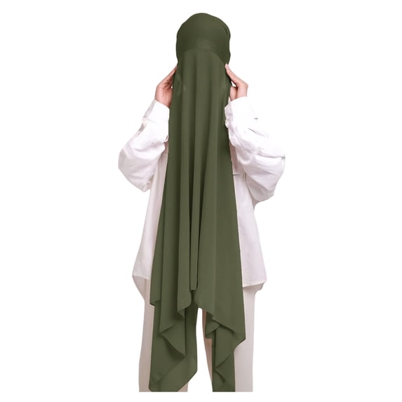 Muslim Chiffon Instant Hijab Head Scarf with Matching Tie Back Jersey ...