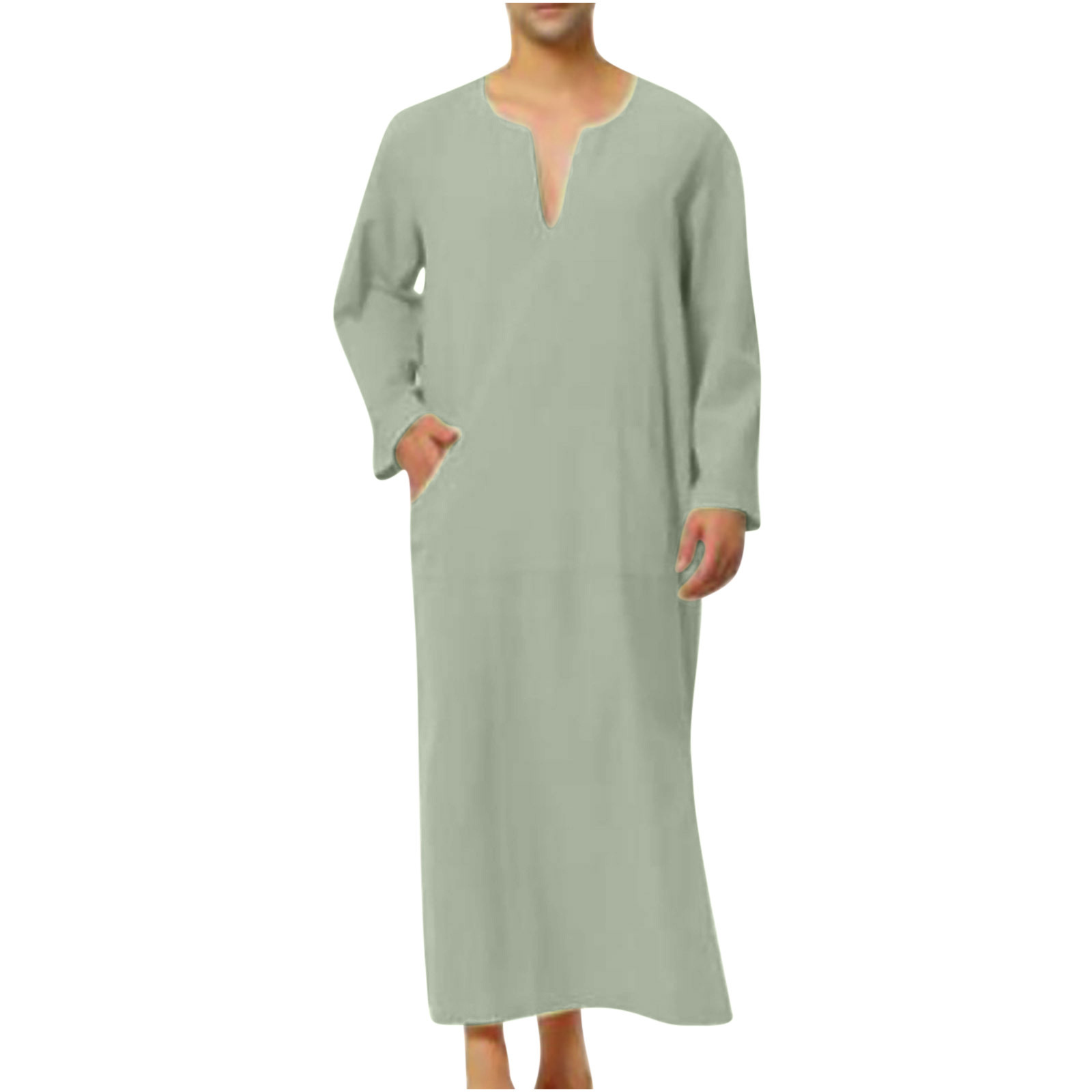 Muslim Clothes for Men Clearance Muslim Robe Long Sleeve Nightshirt ...