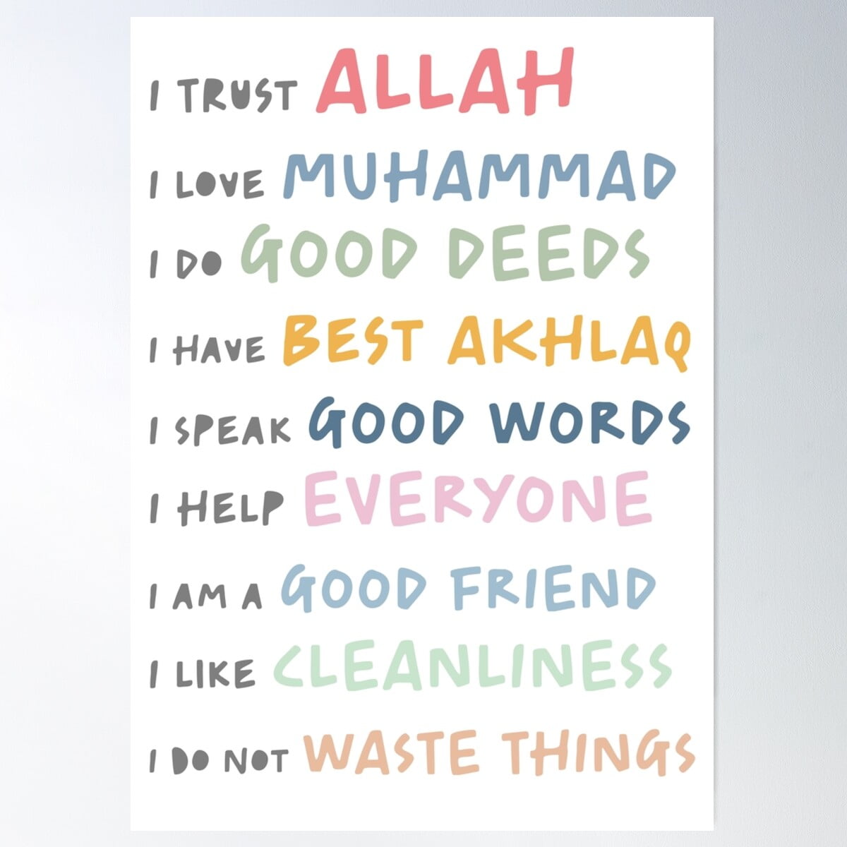 Muslim Daily Affirmations Poster | Islamic Classroom Resource ...