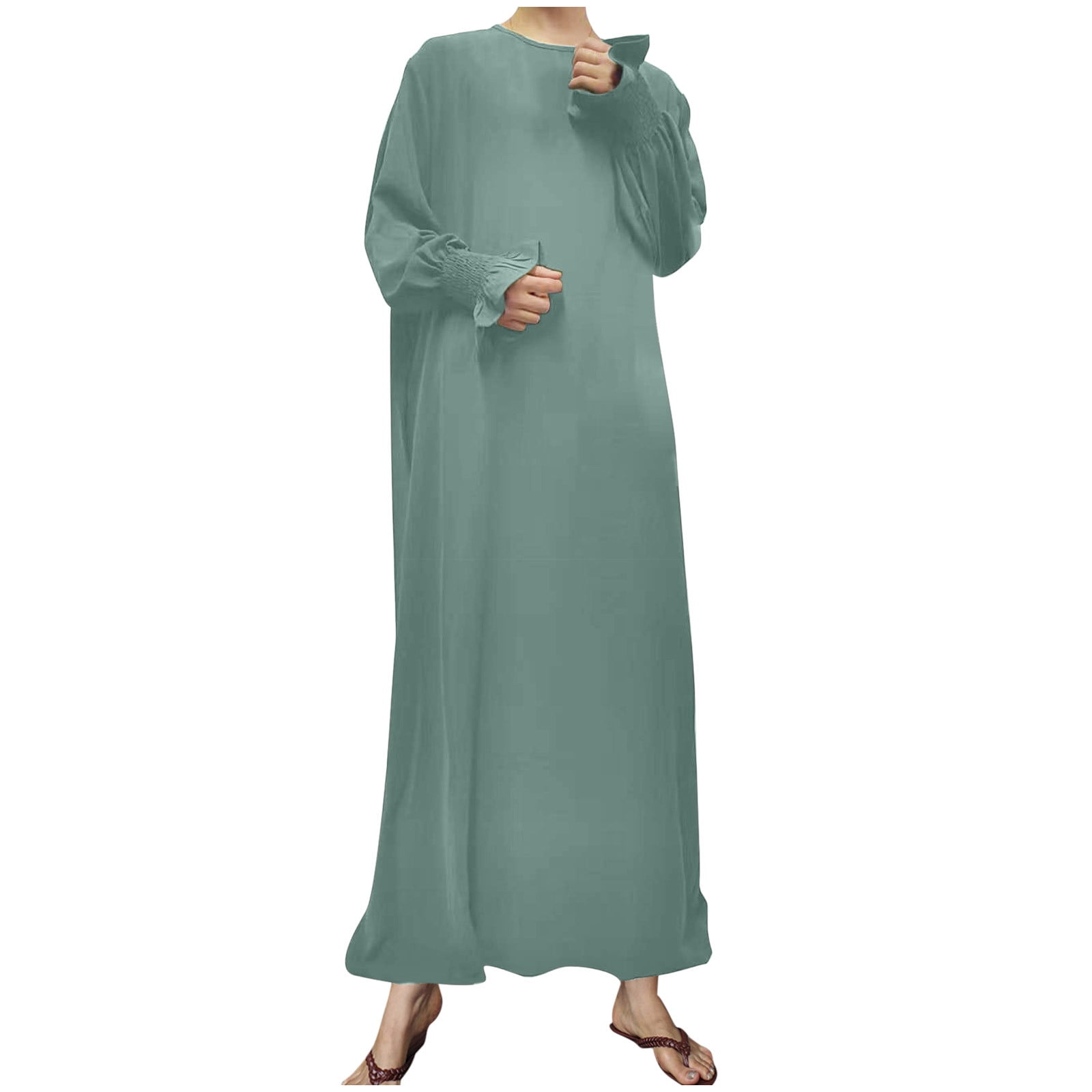 Muslim Dresses for Women Smocked Cuff Dress Eid Jilbab Muslim Prayer ...