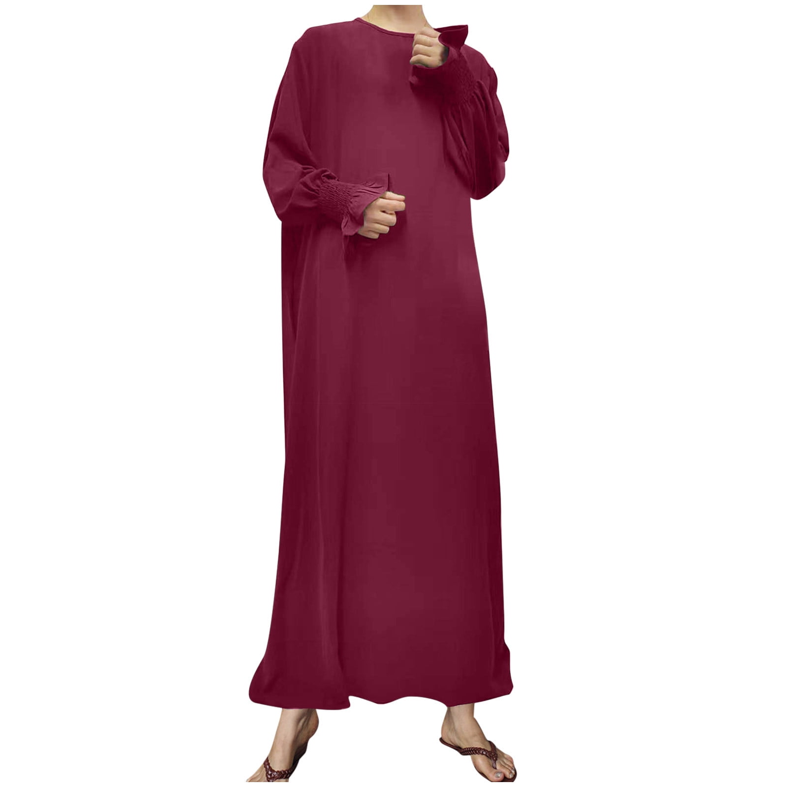 Muslim Dresses for Women Smocked Cuff Dress Eid Jilbab Muslim Prayer ...
