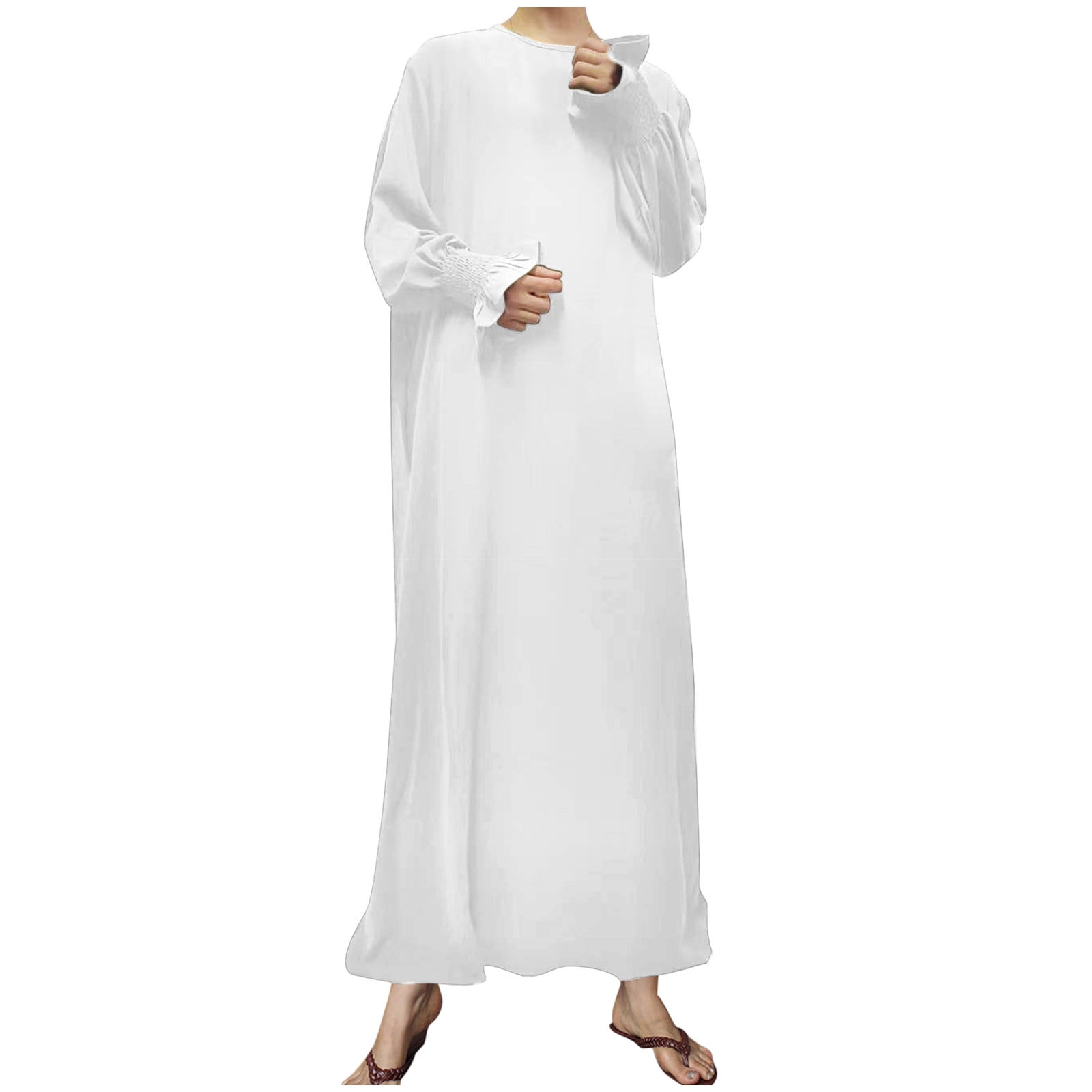 Muslim Dresses for Women Smocked Cuff Dress Eid Jilbab Muslim Prayer ...