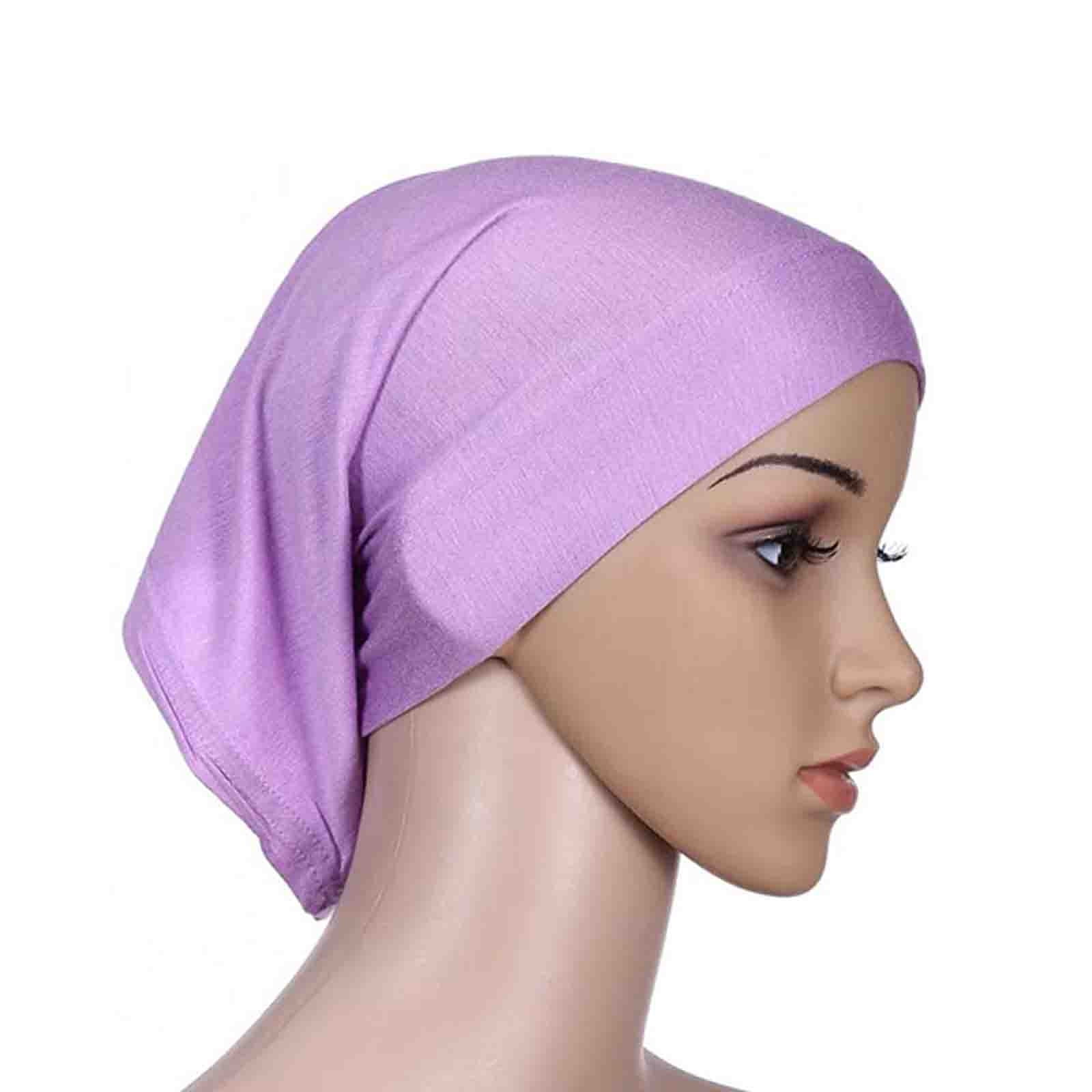 Muslim Headscarf, Hijab Cap for Women, Soft Cotton Elastic Turban Wrap ...