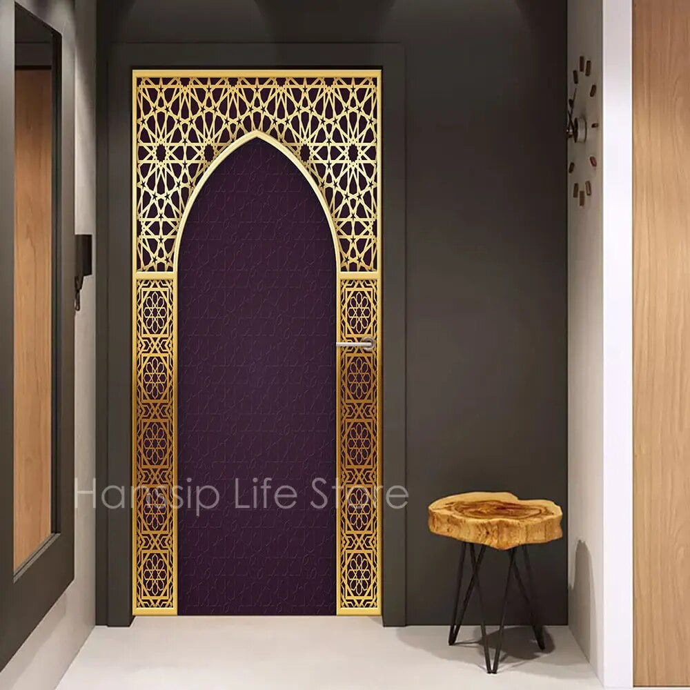 Muslim Islamic Style Door Sticker Retro Arch Architectural Design Mecca ...