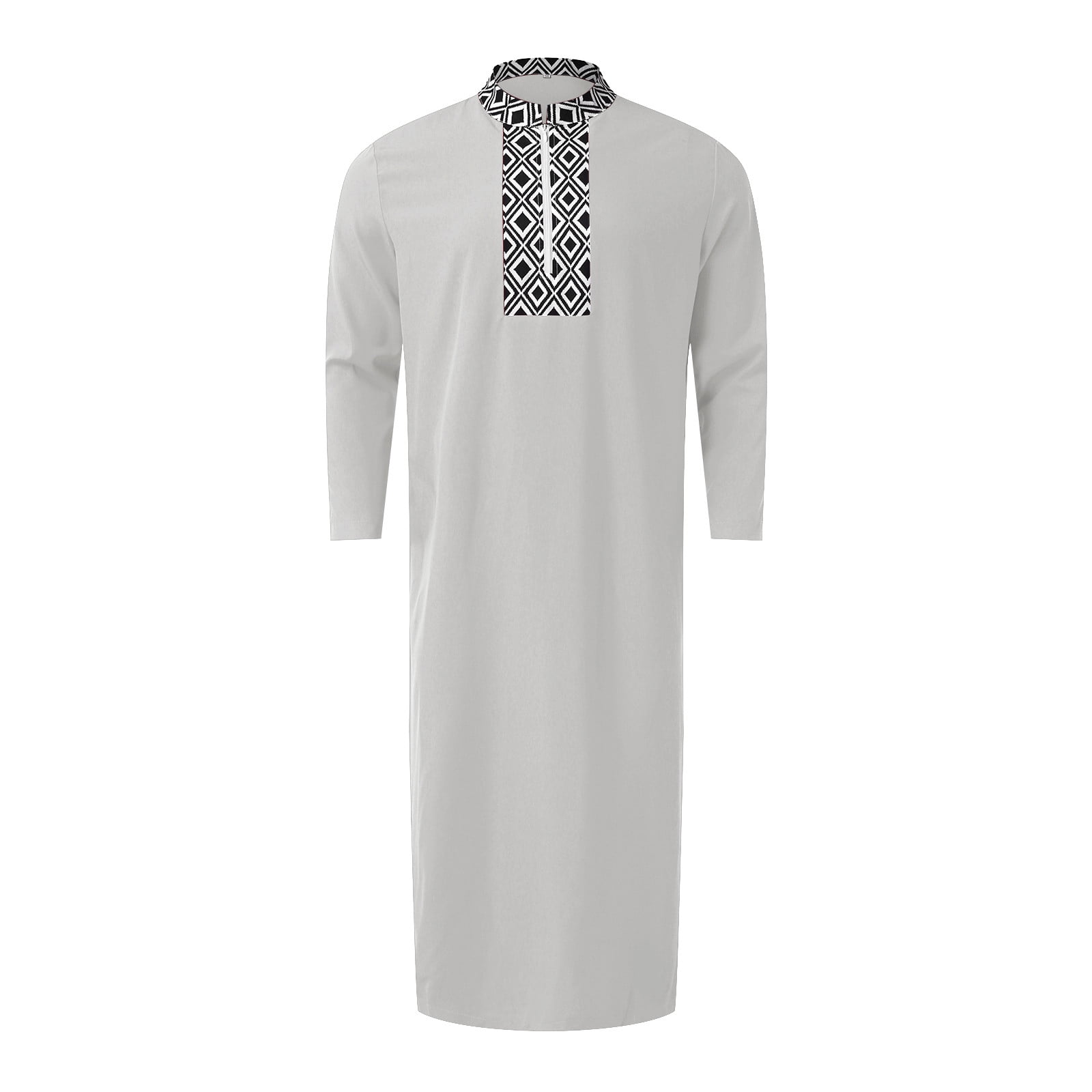 Muslim Islamic Thobe Men'S Kaftan Robe Half Sleeve Embroidered Middle ...