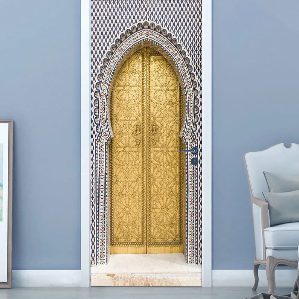 Muslim Pattern Door Sticker Vinyl Decal Removable 3D Religious Modern ...