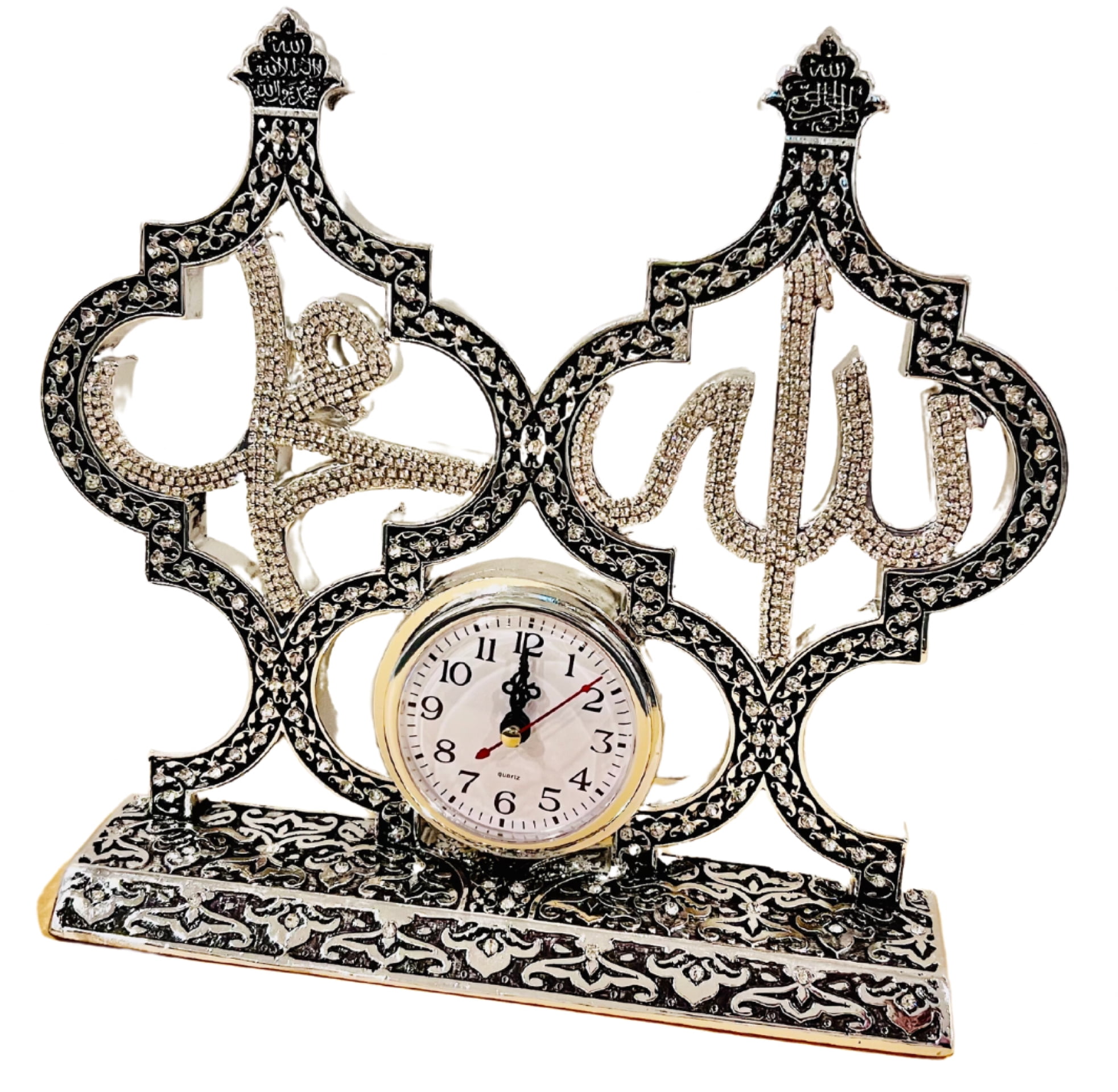 Allah Muhammad Table Clock with Rhinestones, Islamic Table Décor ...