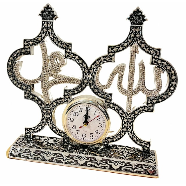 Allah Muhammad Table Clock with Rhinestones, Islamic Table Décor ...
