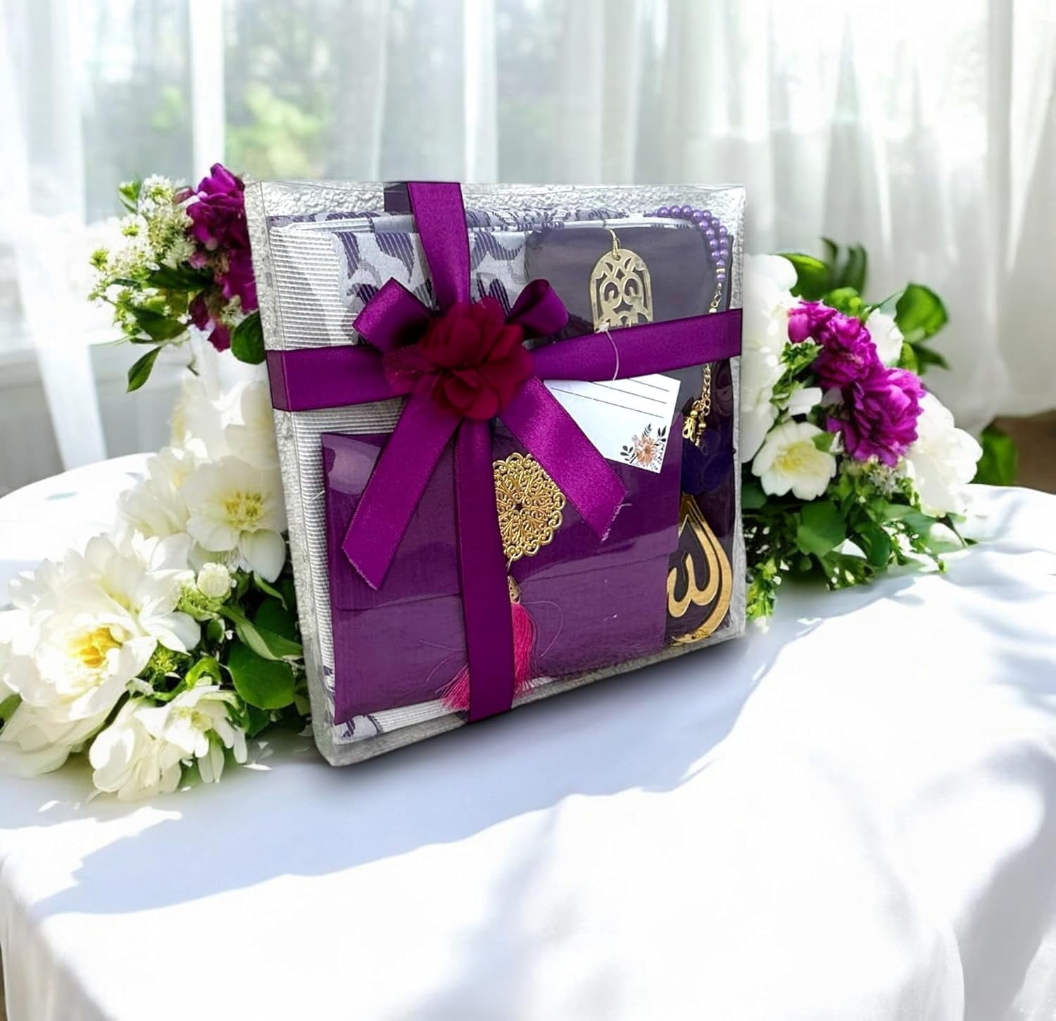 Muslim Prayer Rug, 7 in One Set, Prayer Mat Surah Book, Tasbeeh, Scarf ...