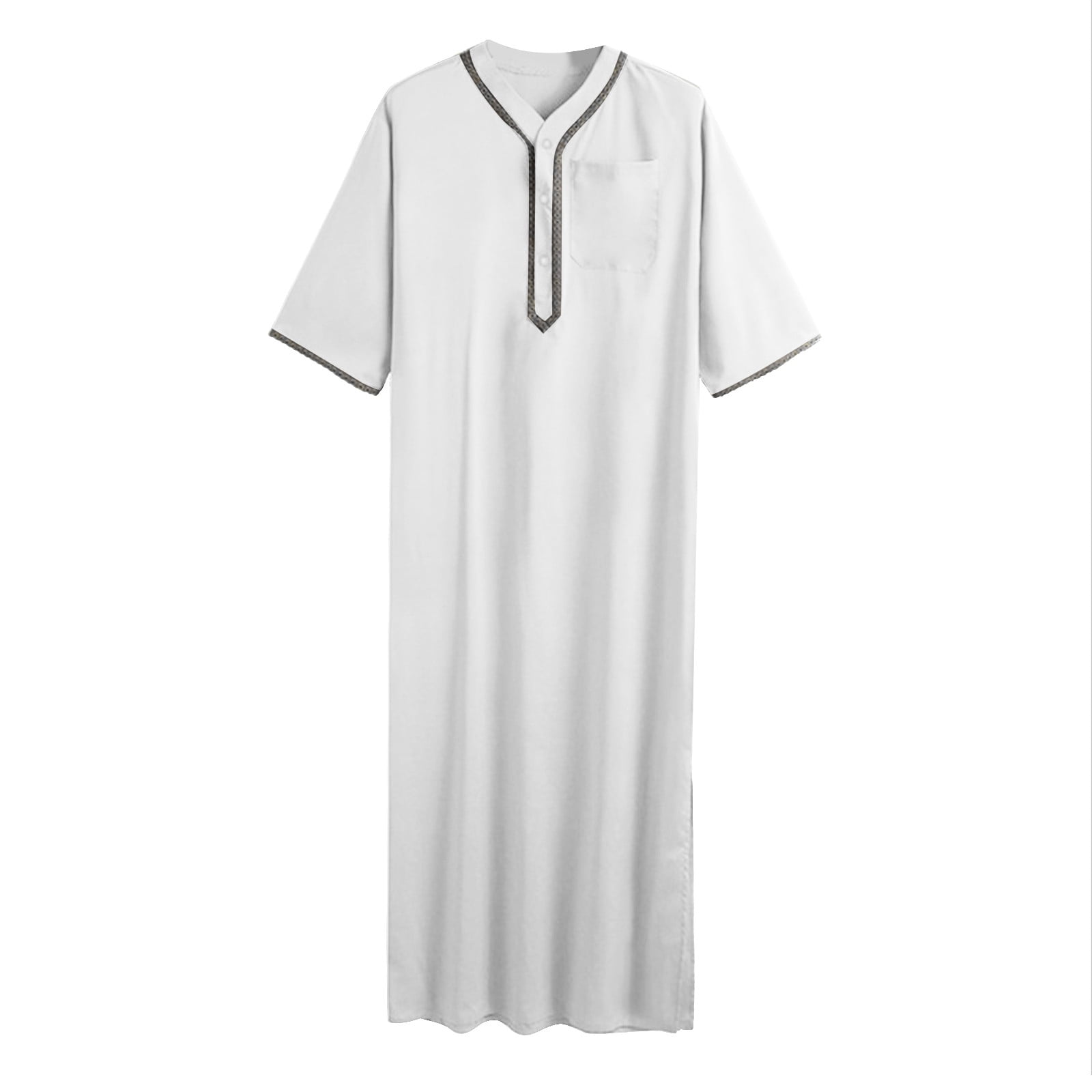 Robe For Men Arab Half Sleeve Kaftan Arabic Abaya Thobe Casual Loose ...