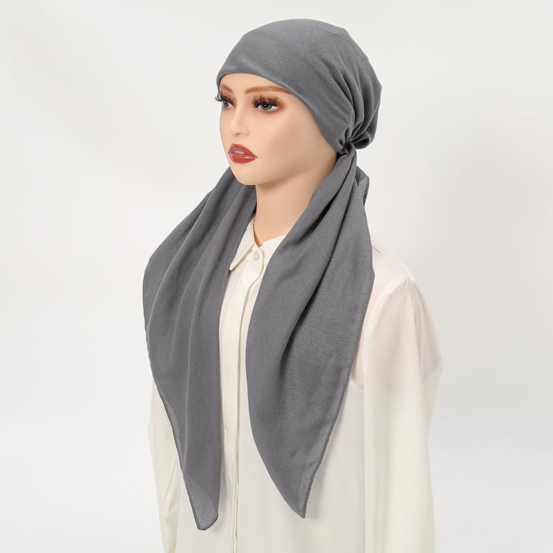 Muslim Solid Color Hijab Caps for Women Innovative Design Long Cotton ...