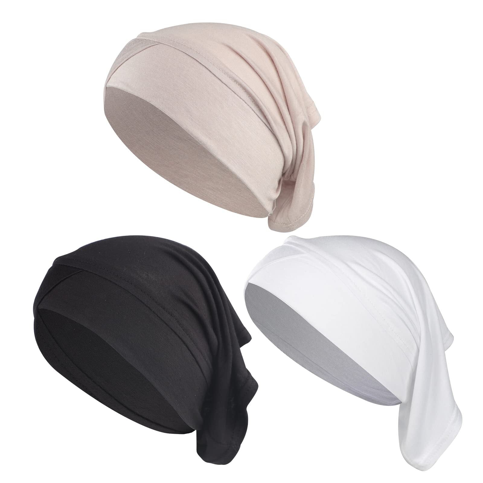 Muslim Stretch Turban Cap Inner Hijab Islamic Underscarf Bonnet Solid ...