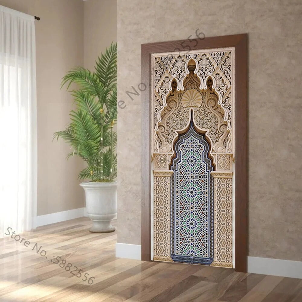 Muslim Styles Islamic DIY Door Wallpaper Art Mural Morocco Architecture ...