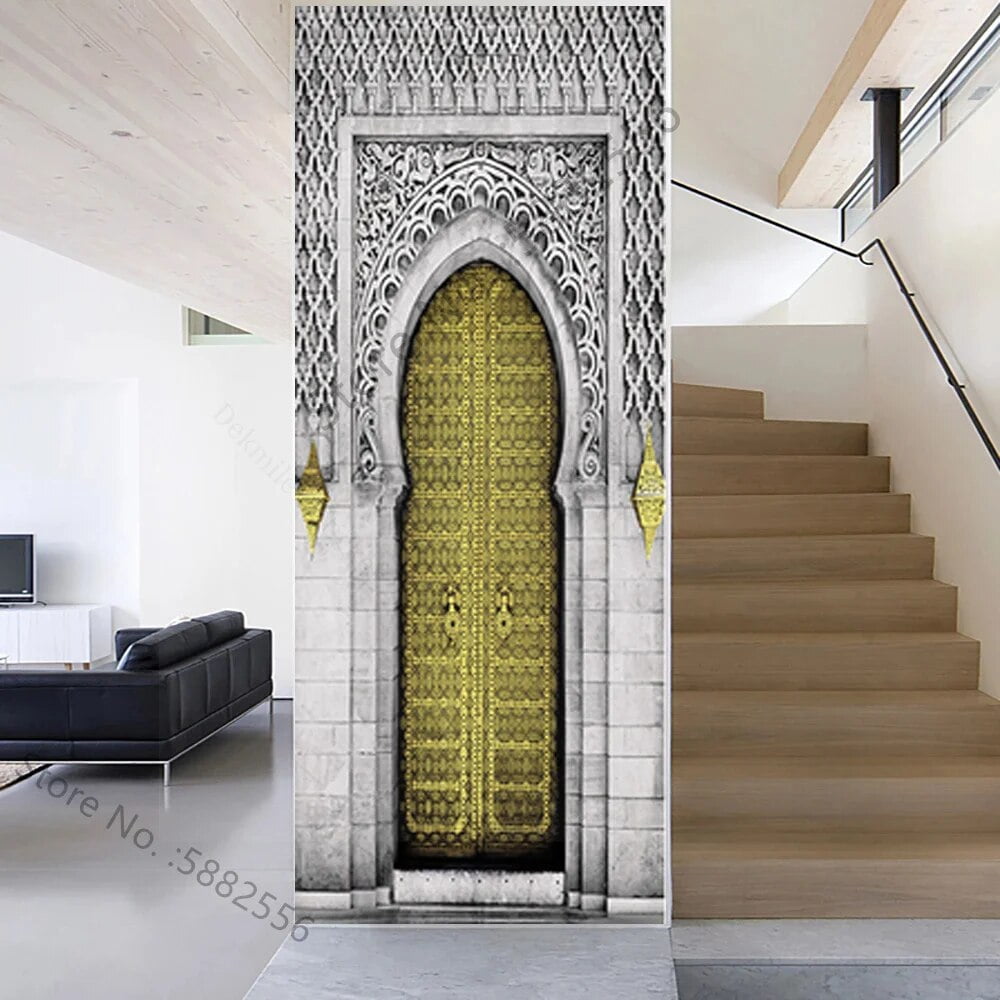 Muslim Styles Islamic DIY Door Wallpaper Art Mural Morocco Architecture ...