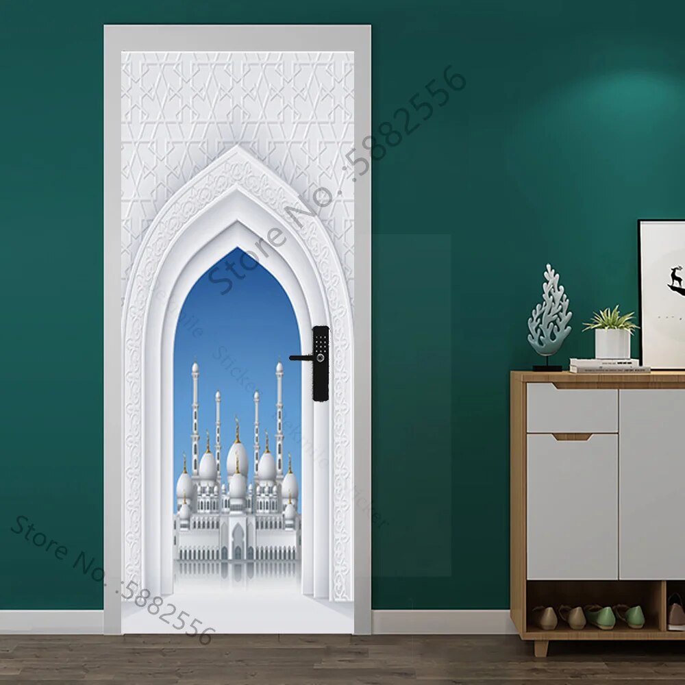 Muslim Styles Islamic DIY Door Wallpaper Art Mural Morocco Architecture ...