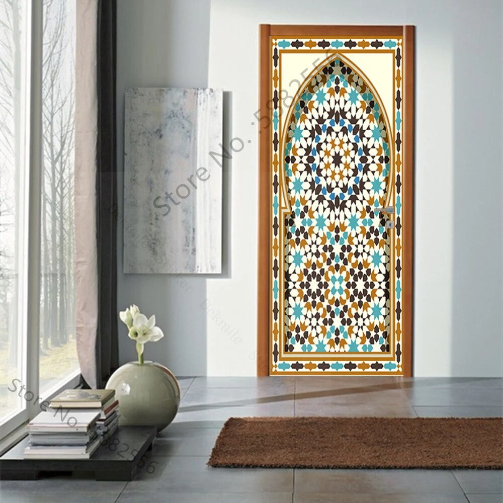 Muslim Styles Islamic DIY Door Wallpaper Art Mural Morocco Architecture ...