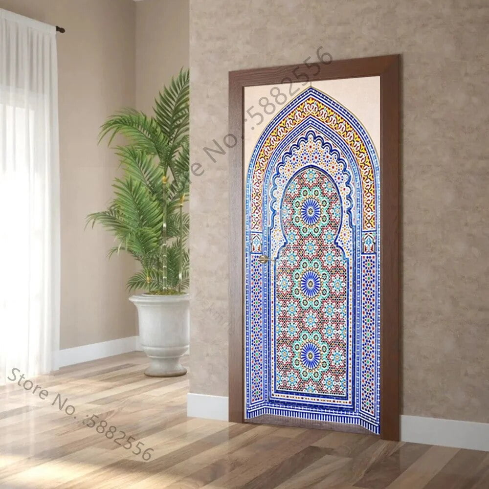 Muslim Styles Islamic DIY Door Wallpaper Art Mural Morocco Architecture ...