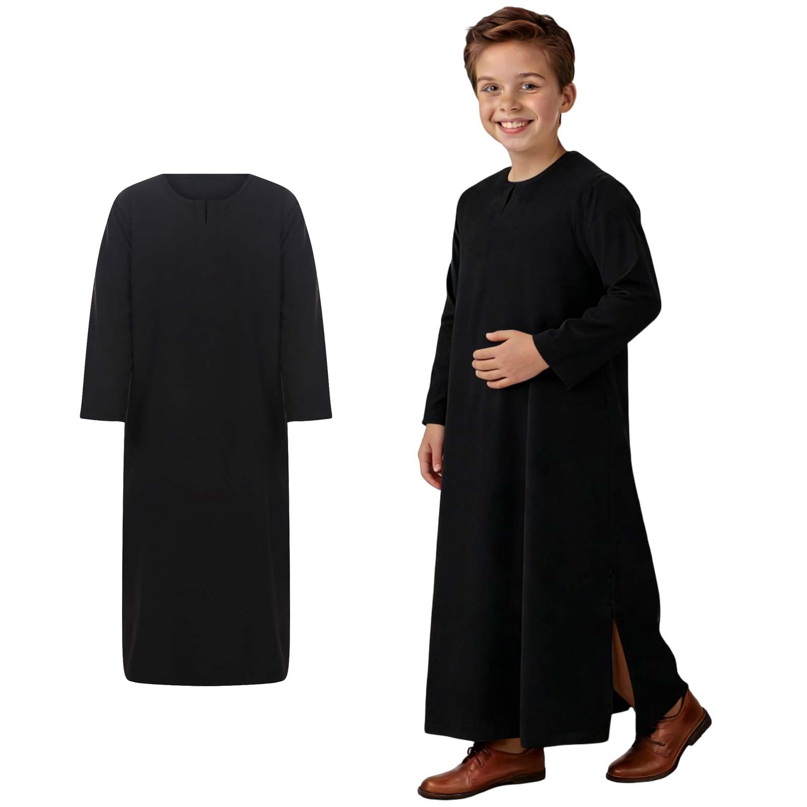 Thobe for Kids Long Sleeve Black Long Thobe Kids Eid Outfit 7-8 Years ...